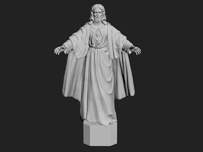Jesus with a Sacred Heart Statue 3D model 3D printable | CGTrader