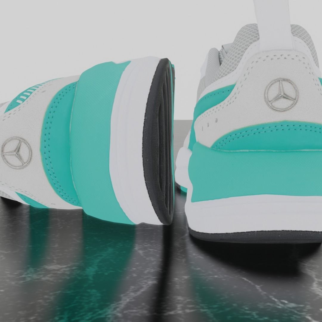 3D model Puma 3D Shoes - White - Blue - MERCEDES SERIES VR / AR / low ...