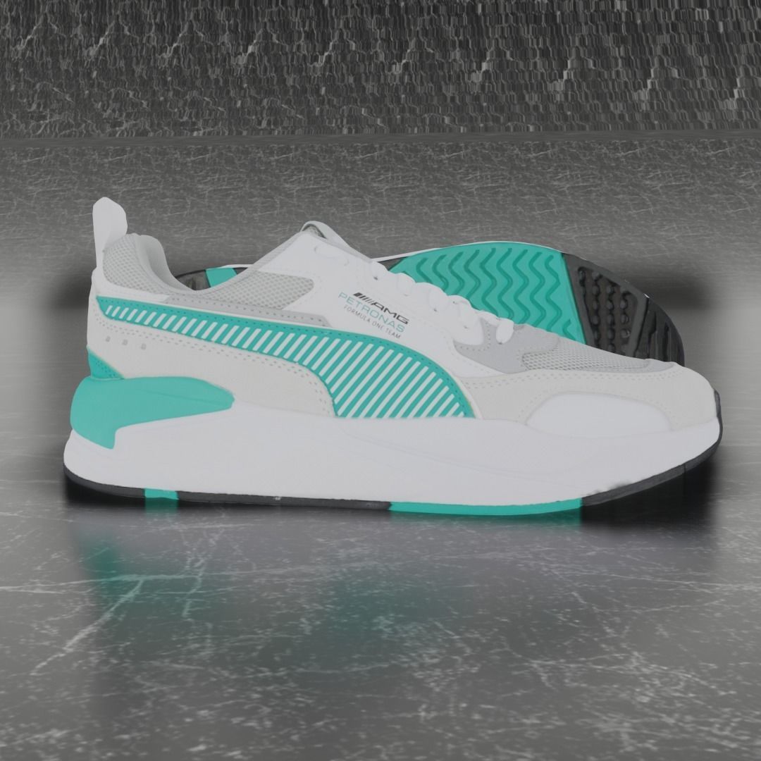 3D model Puma 3D Shoes - White - Blue - MERCEDES SERIES VR / AR / low ...