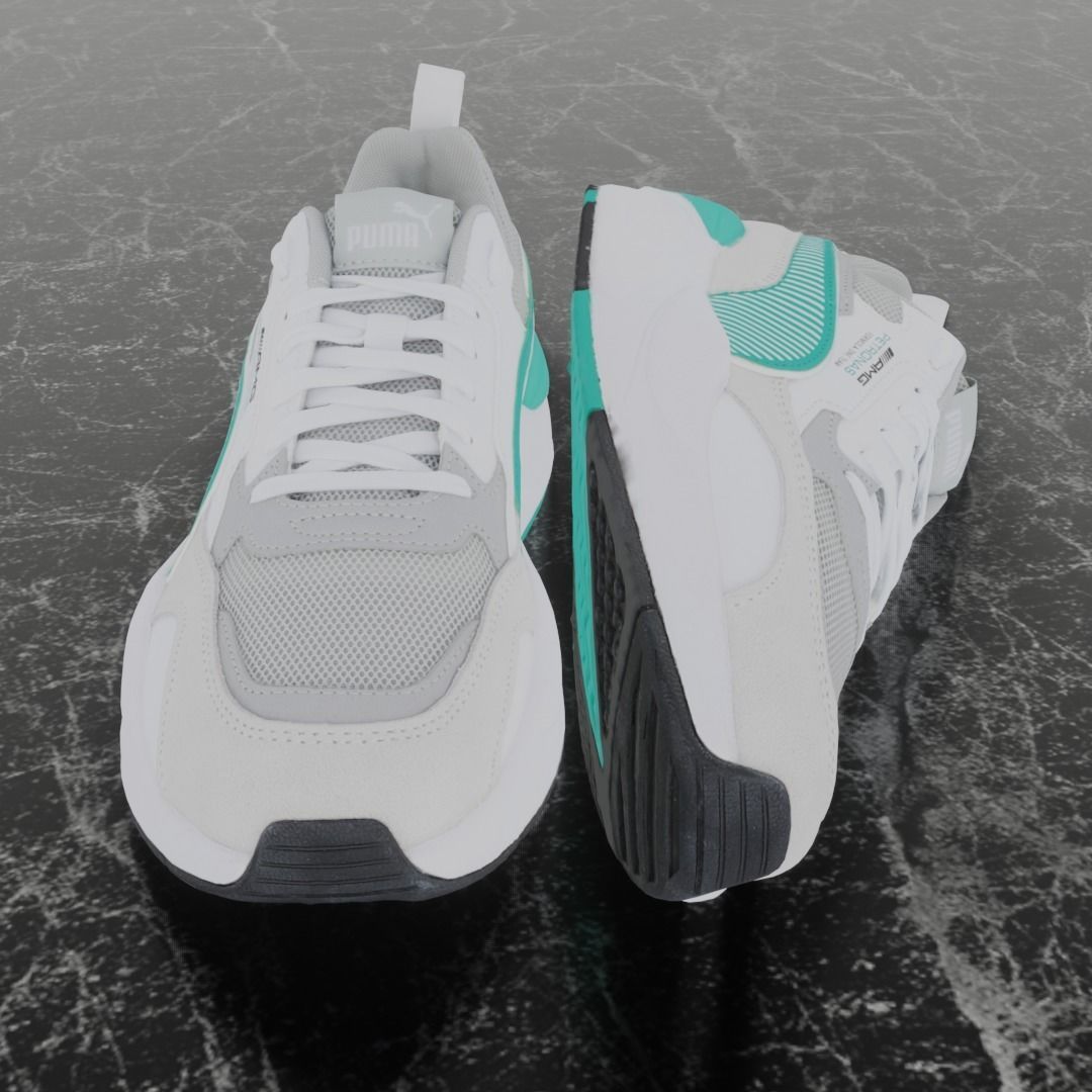 3D model Puma 3D Shoes - White - Blue - MERCEDES SERIES VR / AR / low ...