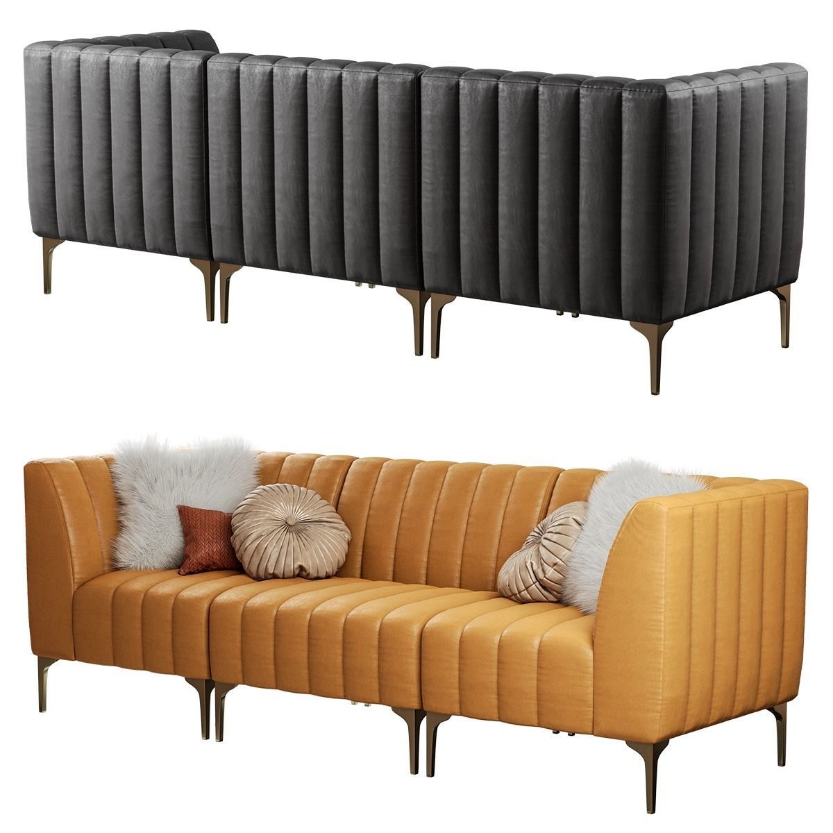 Pottery Barn Avalon sofa leather - 3-seater 3D model | CGTrader