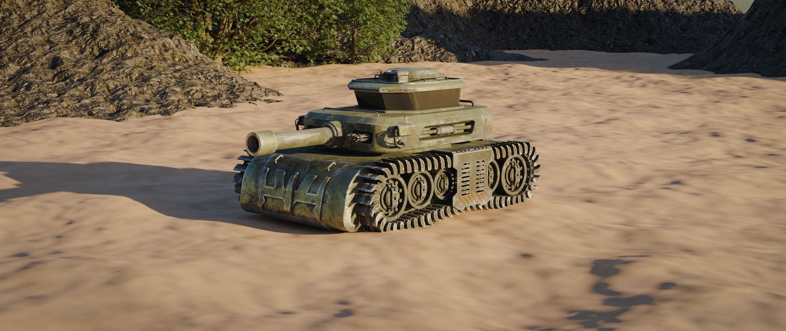 3D model Low Poly Military Tank Game Asset Model with PBR Texture VR ...