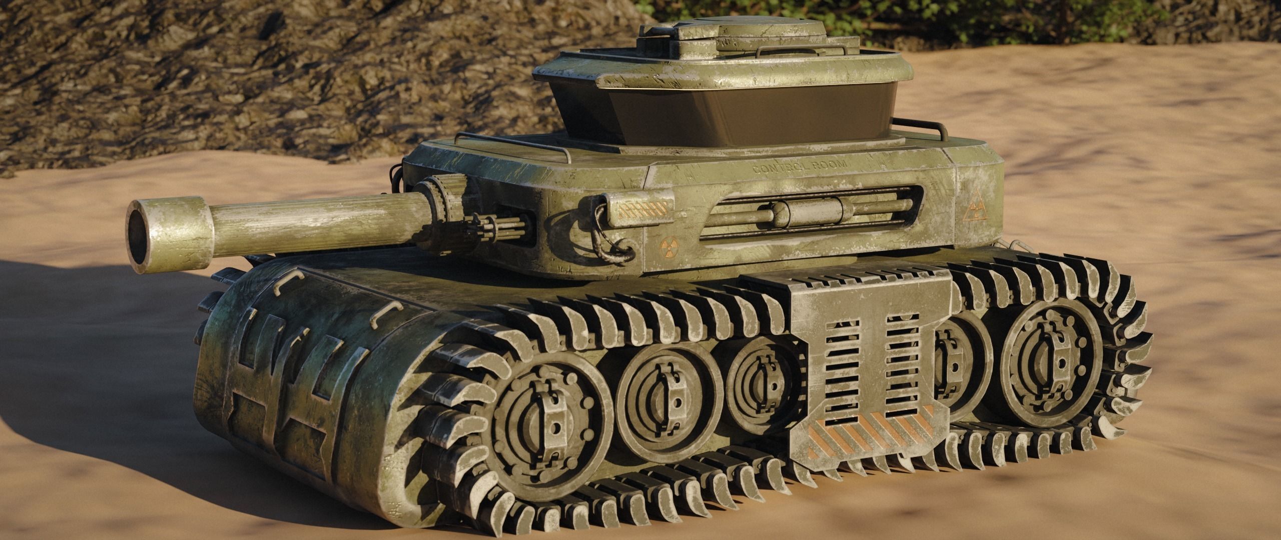 3D model Low Poly Military Tank Game Asset Model with PBR Texture VR ...