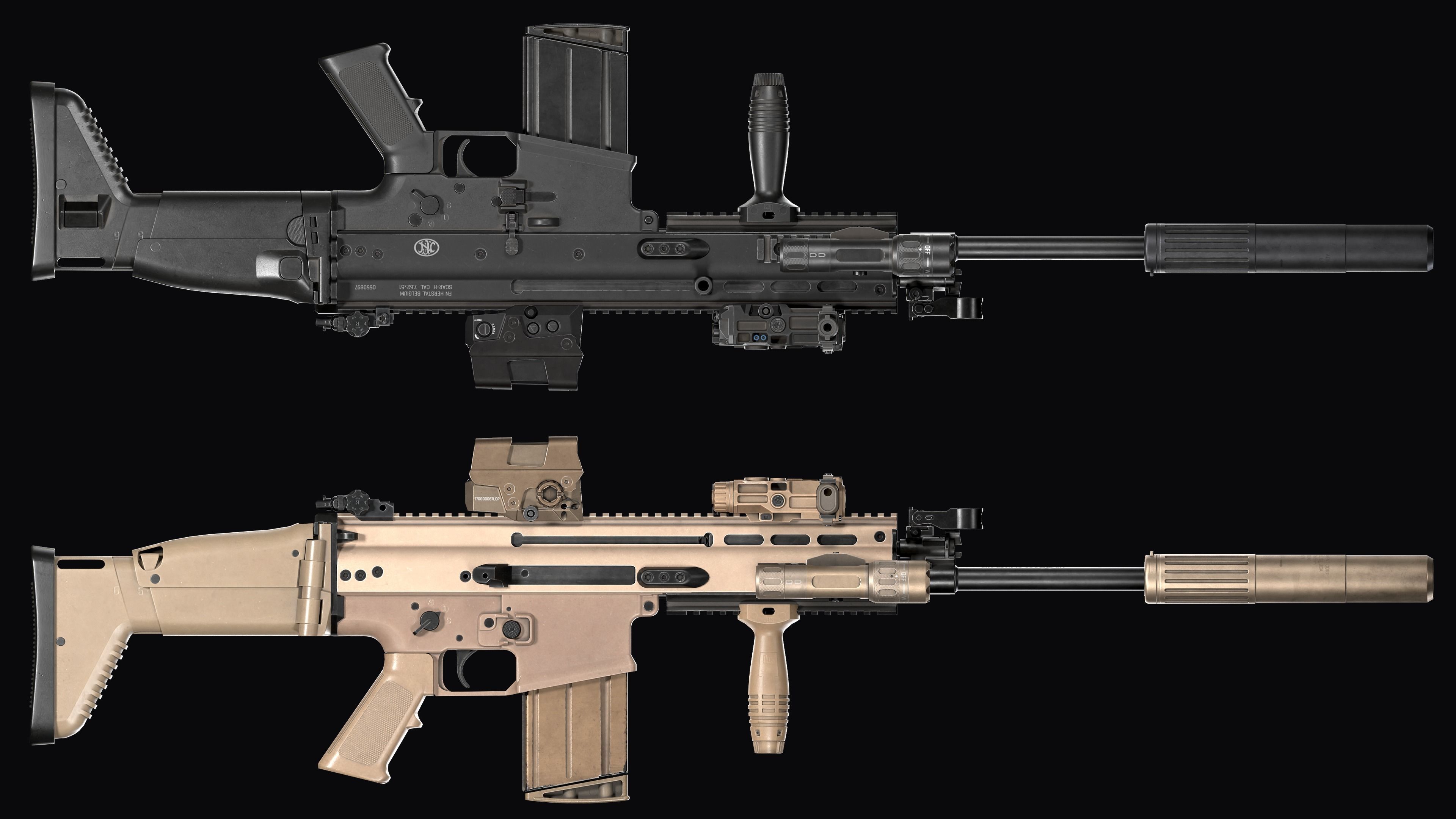 3D model Tactical modular assault rifle FN SCAR-H mk 17 VR / AR / low ...