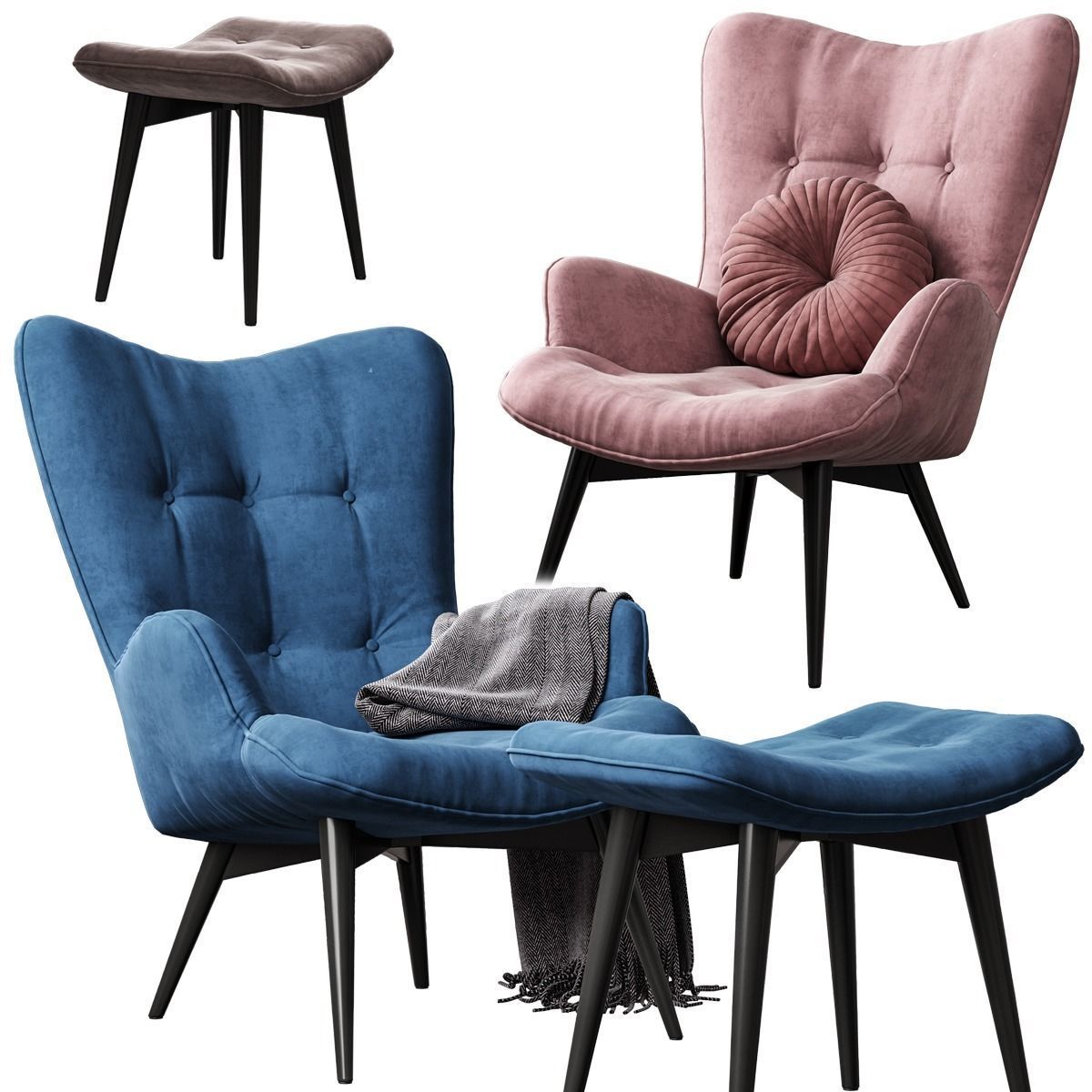 KARE Vicky - Chair with pouf 3D model | CGTrader