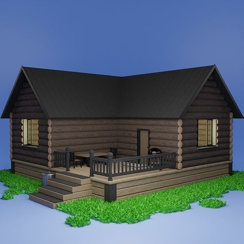 3D model The Wood Cabin 3d model VR / AR / low-poly | CGTrader