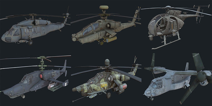 3D model Helicopter pack VR / AR / low-poly | CGTrader