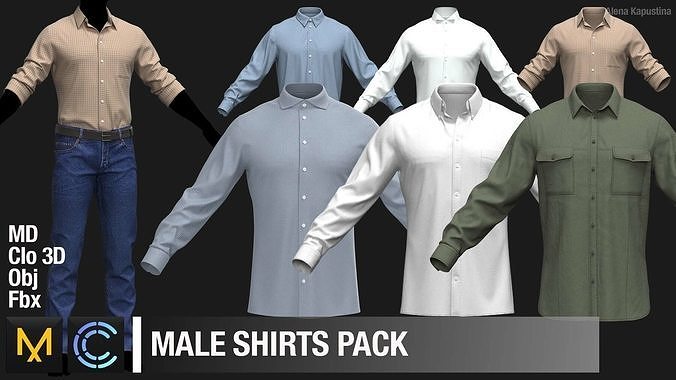 Male shirts pack Marvelous Designer Clo 3D project 3D model | CGTrader