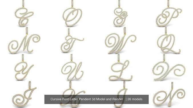 Cursive Font Latter Pendent 3d Model and Render 3D Model Collection ...