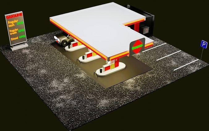 3D model Gas station VR / AR / low-poly | CGTrader