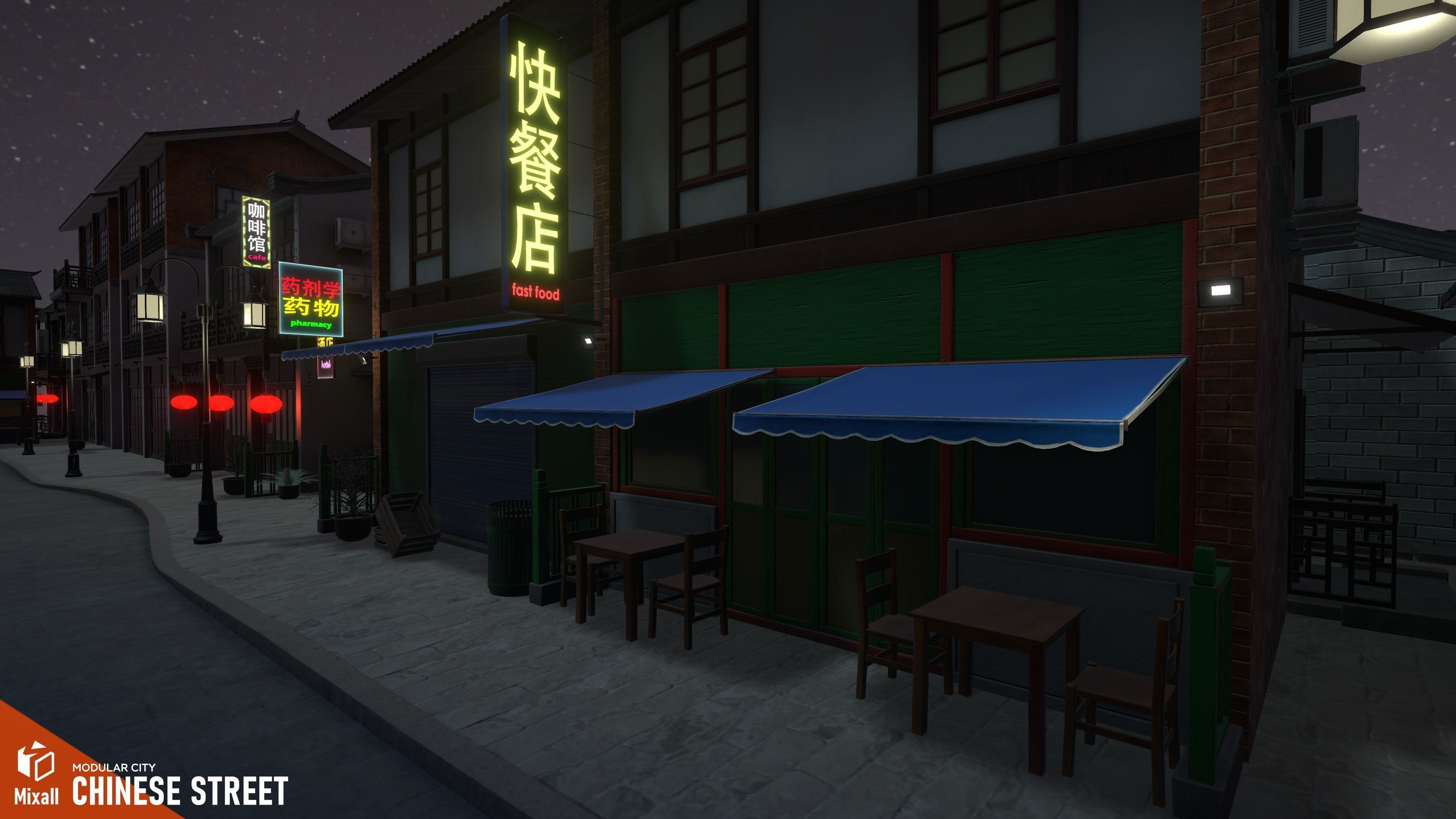 3D model Chinese street - modular city VR / AR / low-poly | CGTrader