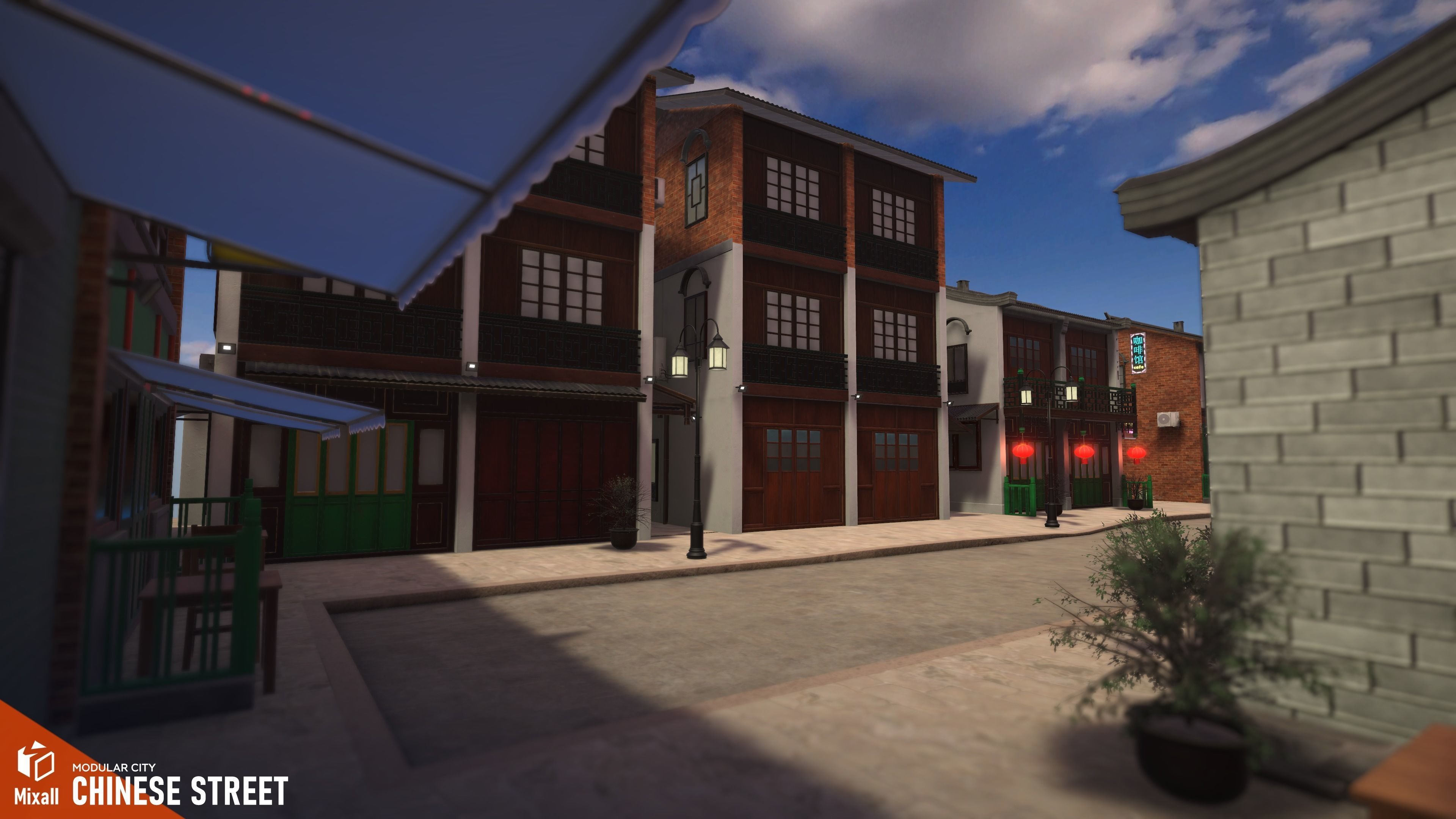 3D model Chinese street - modular city VR / AR / low-poly | CGTrader