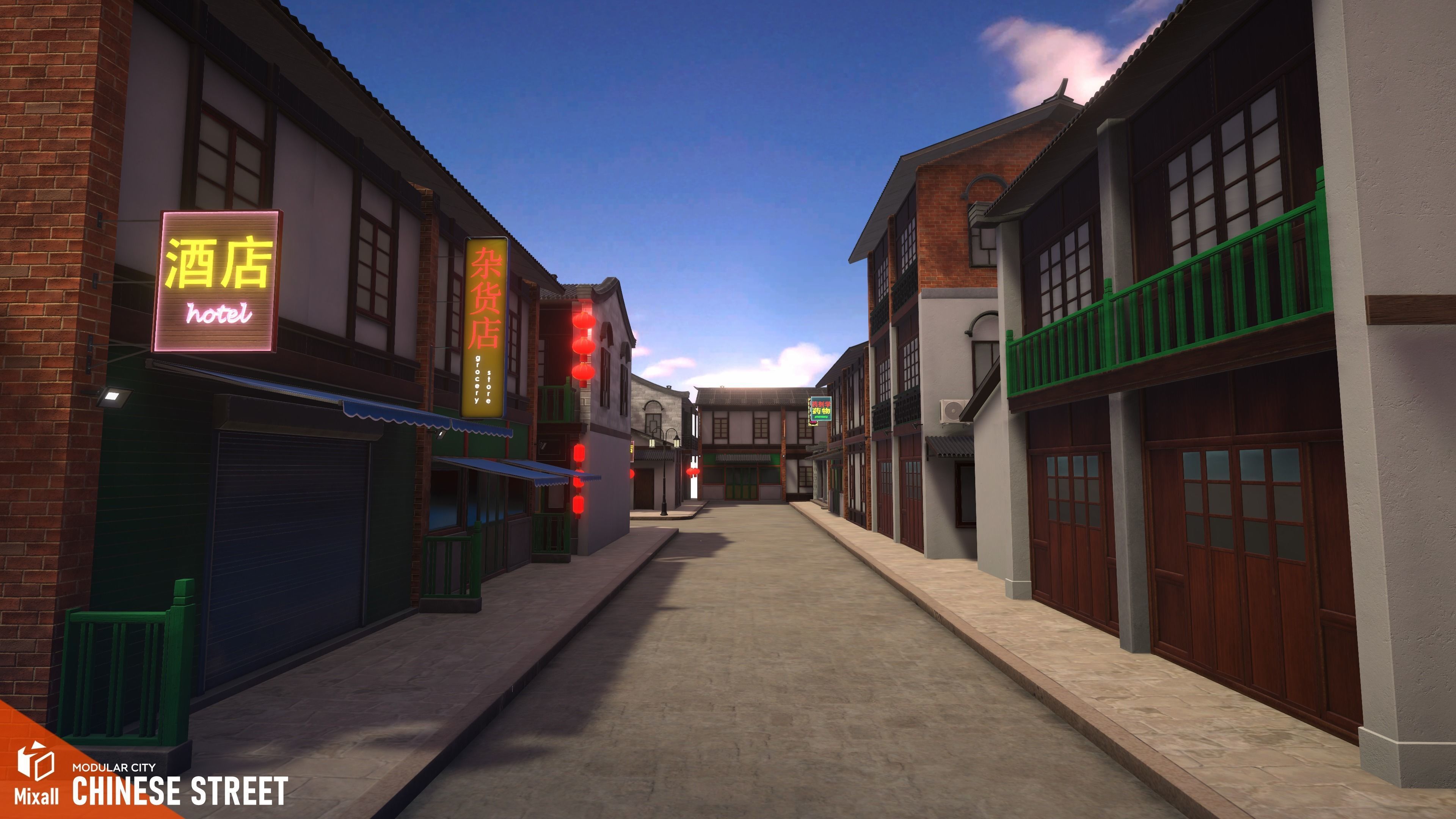 3D model Chinese street - modular city VR / AR / low-poly | CGTrader