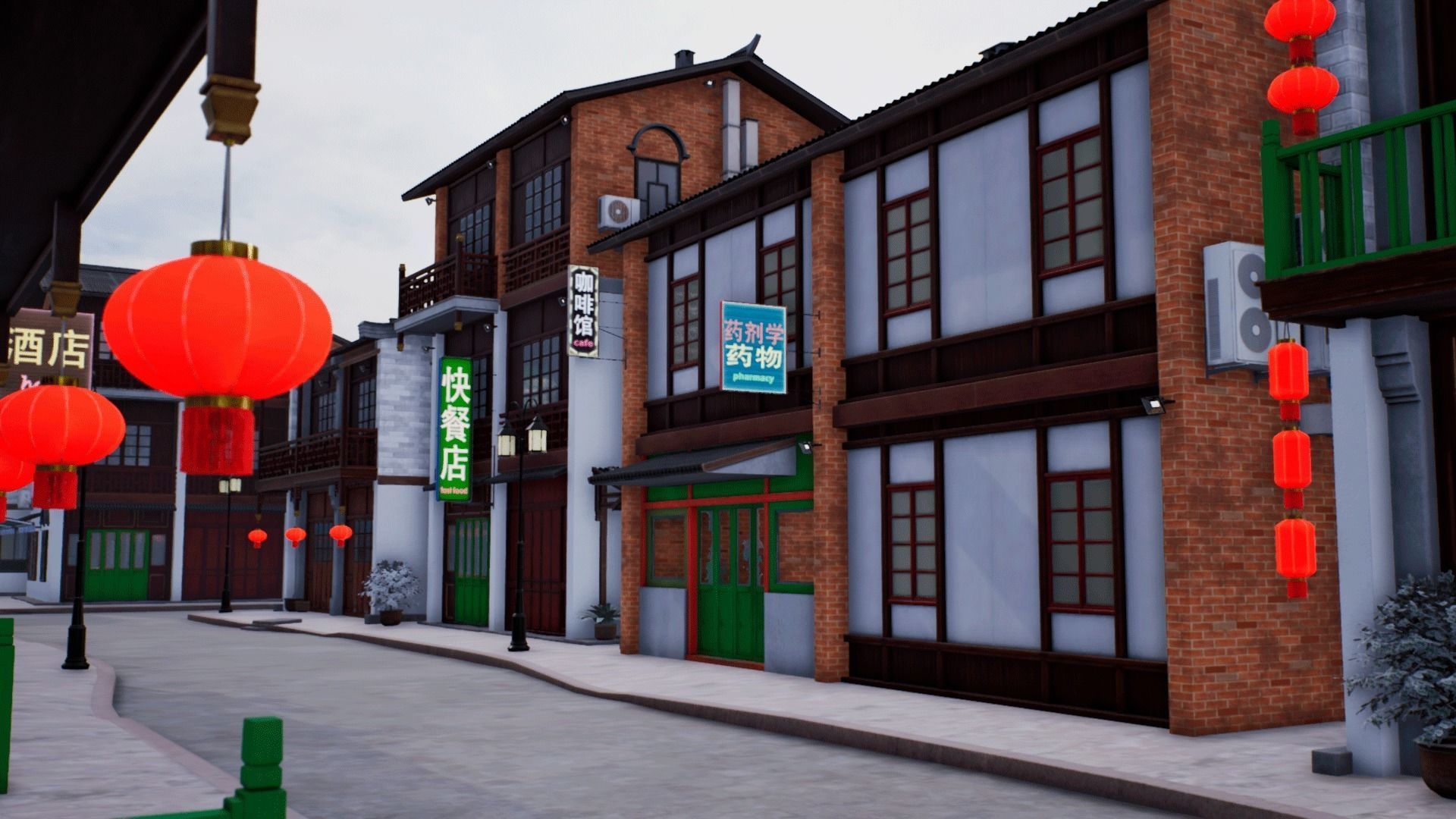 3D model Chinese street - modular city VR / AR / low-poly | CGTrader
