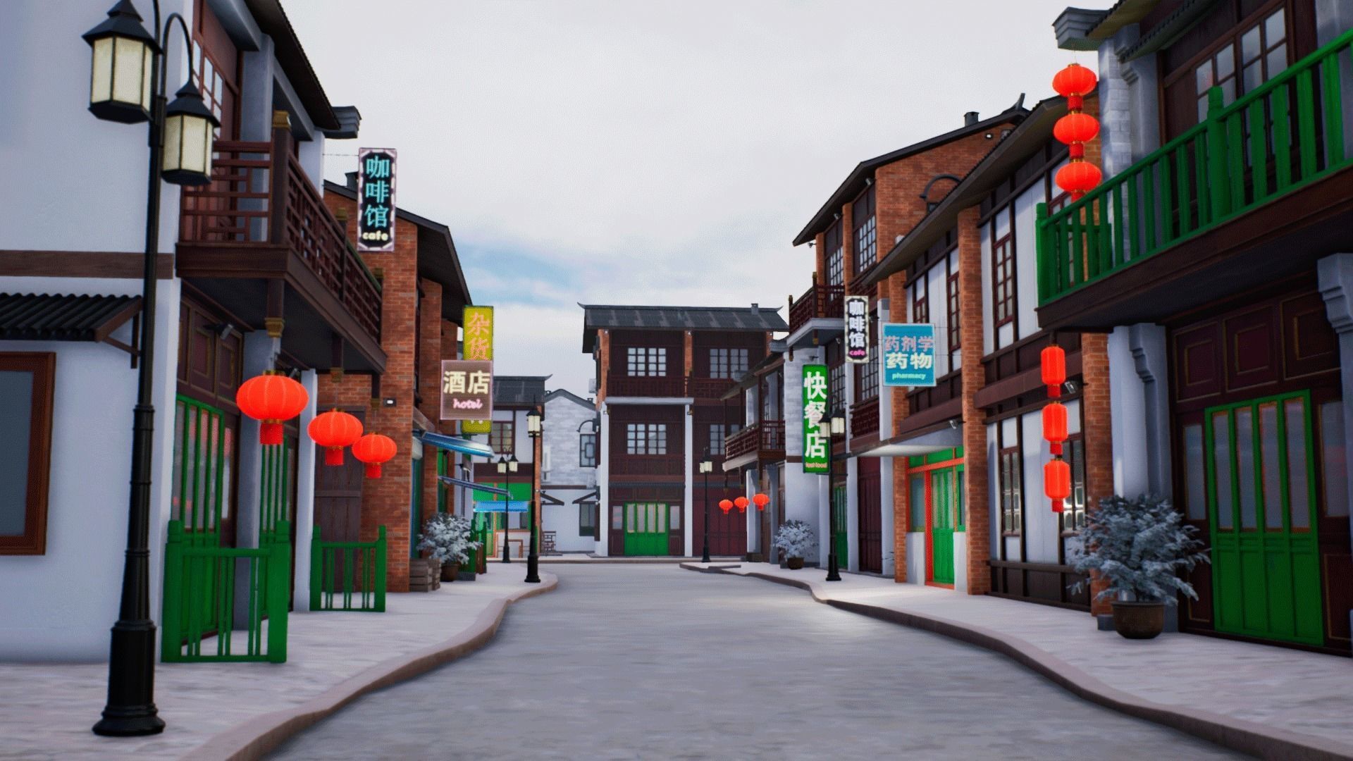 3D model Chinese street - modular city VR / AR / low-poly | CGTrader