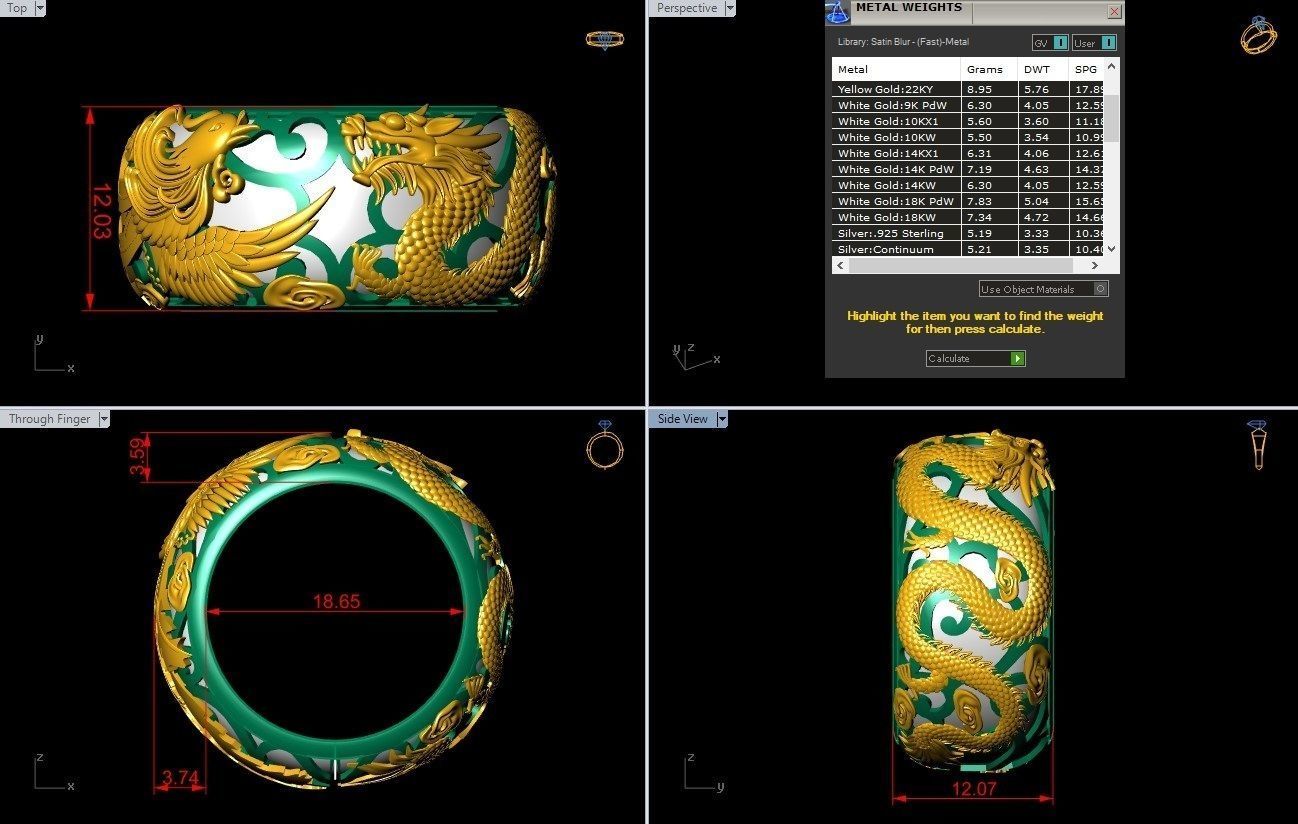 Dragon phoenix ring N1943 3D model 3D printable | CGTrader