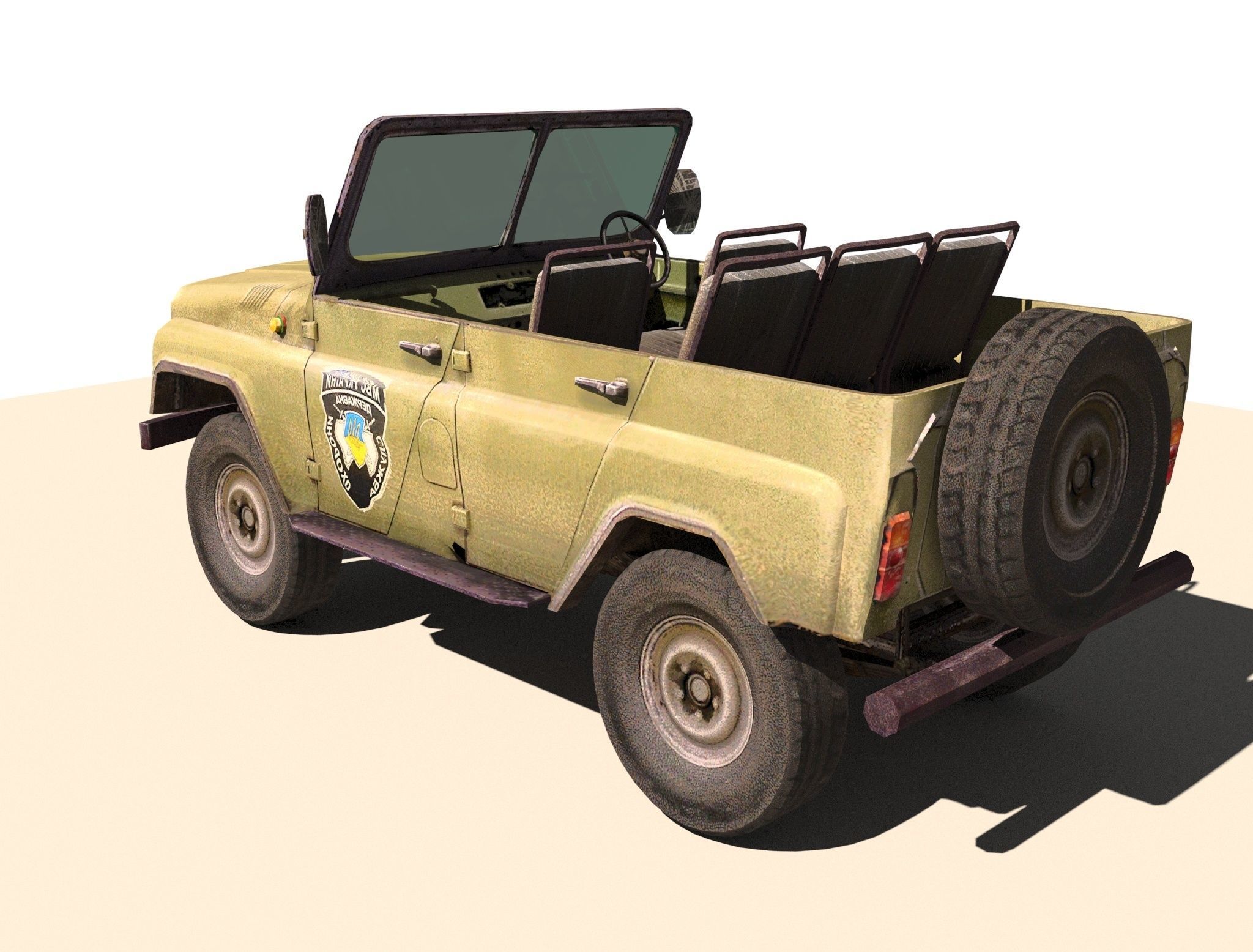 3D model Uaz Russian Army Vehicle Lowpoly VR / AR / low-poly | CGTrader