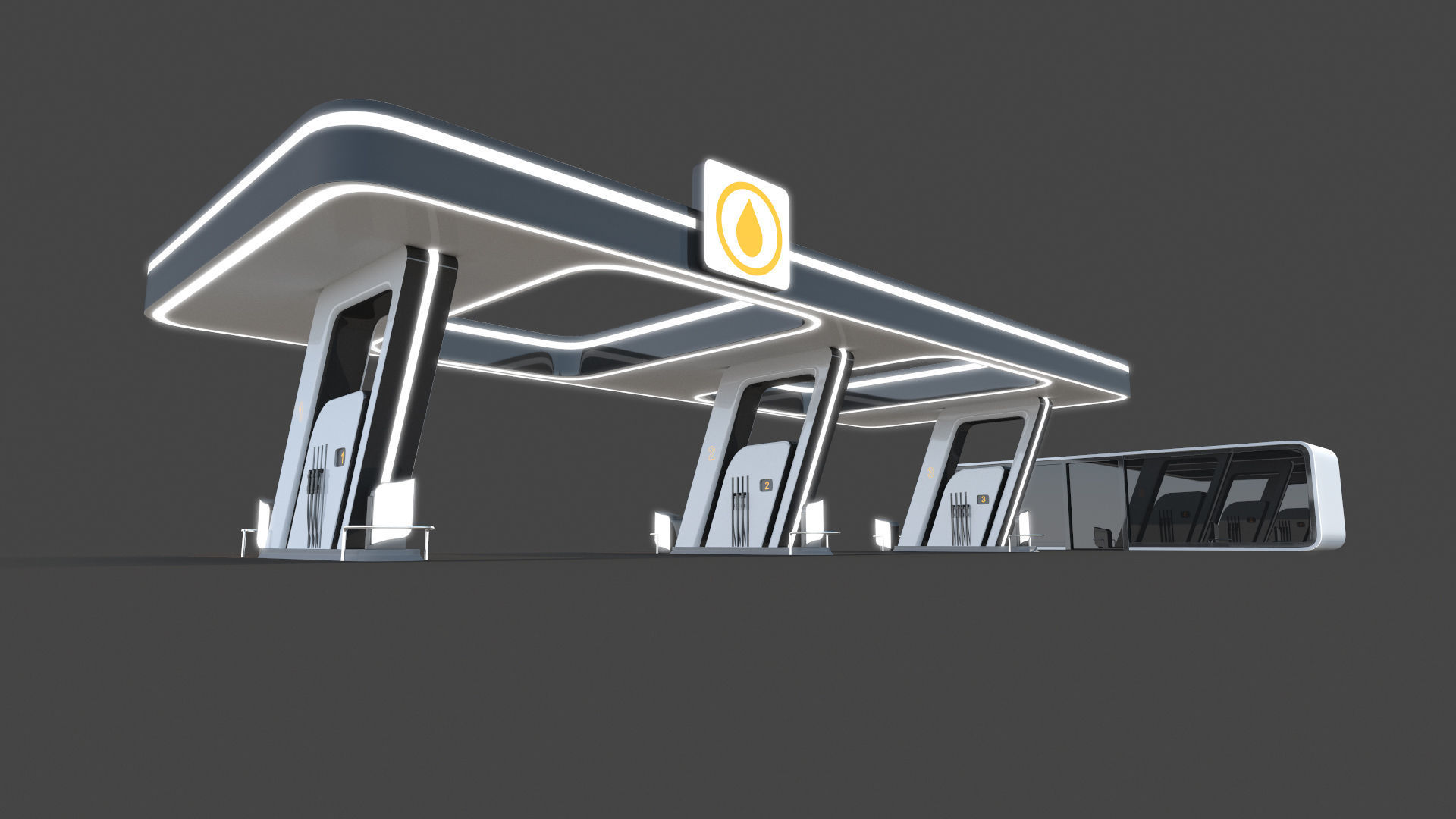 Futuristic Gas Station 3D model | CGTrader