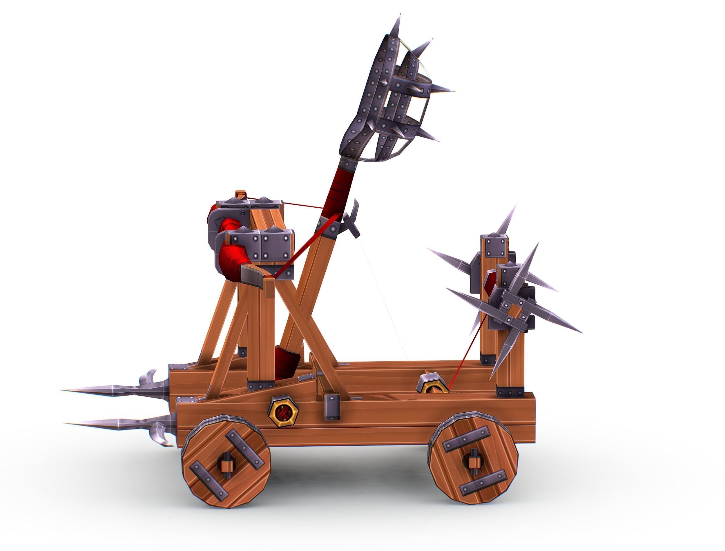 3D model Handpaint Cartoon Medieval Catapult Siege Weapon VR / AR / low ...