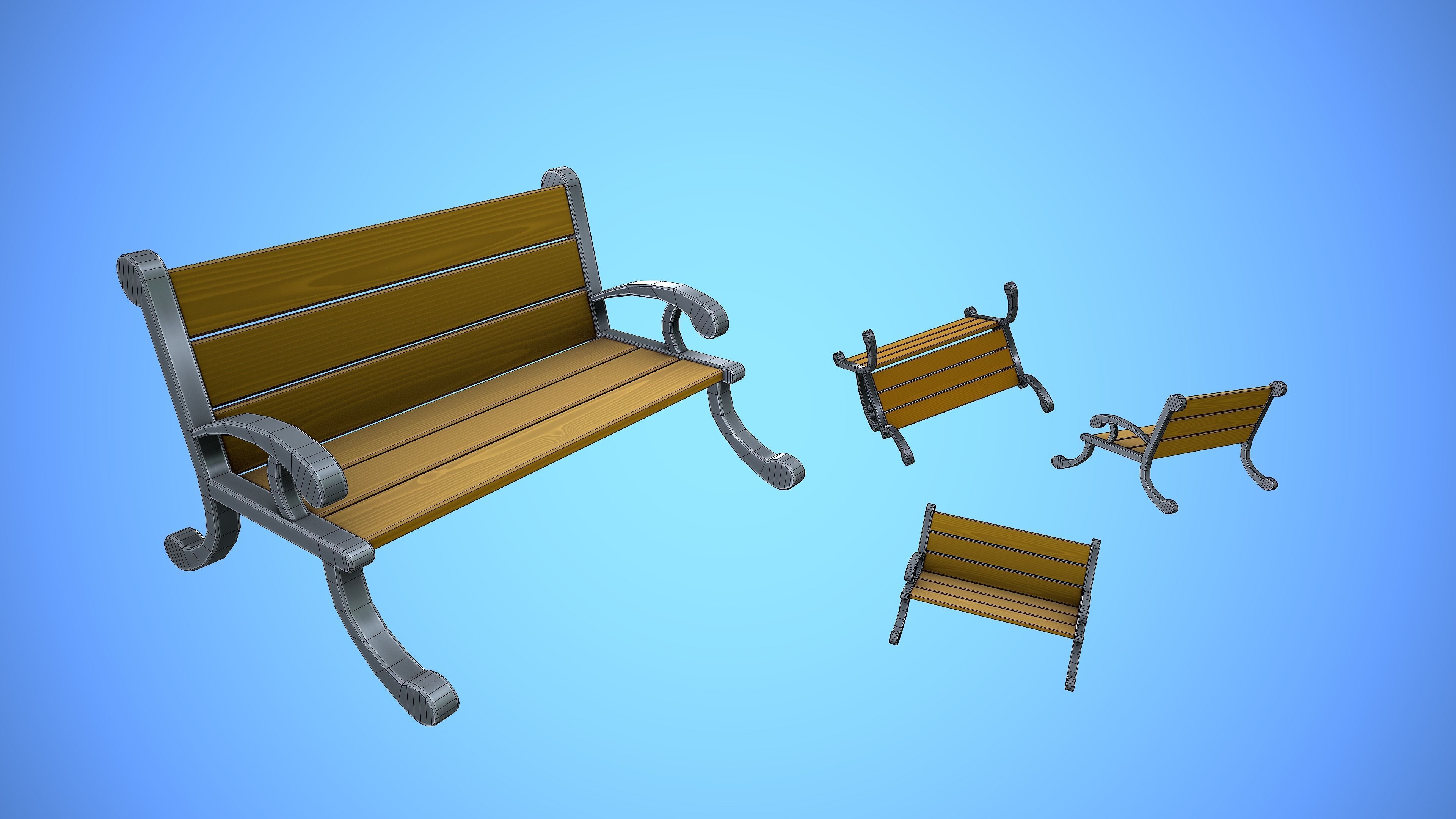 3D model STREET BENCH CARTOON STYLIZED VR / AR / low-poly | CGTrader