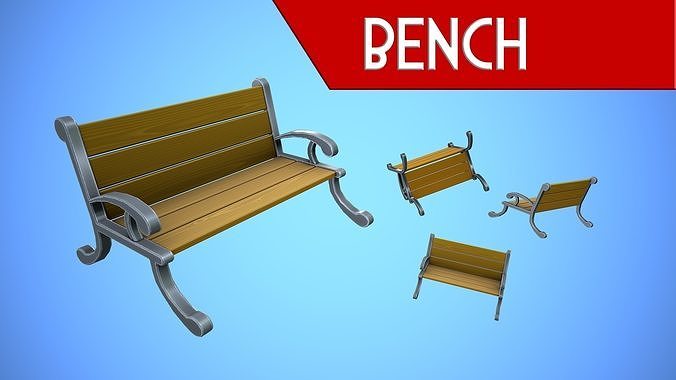 3D model STREET BENCH CARTOON STYLIZED VR / AR / low-poly | CGTrader
