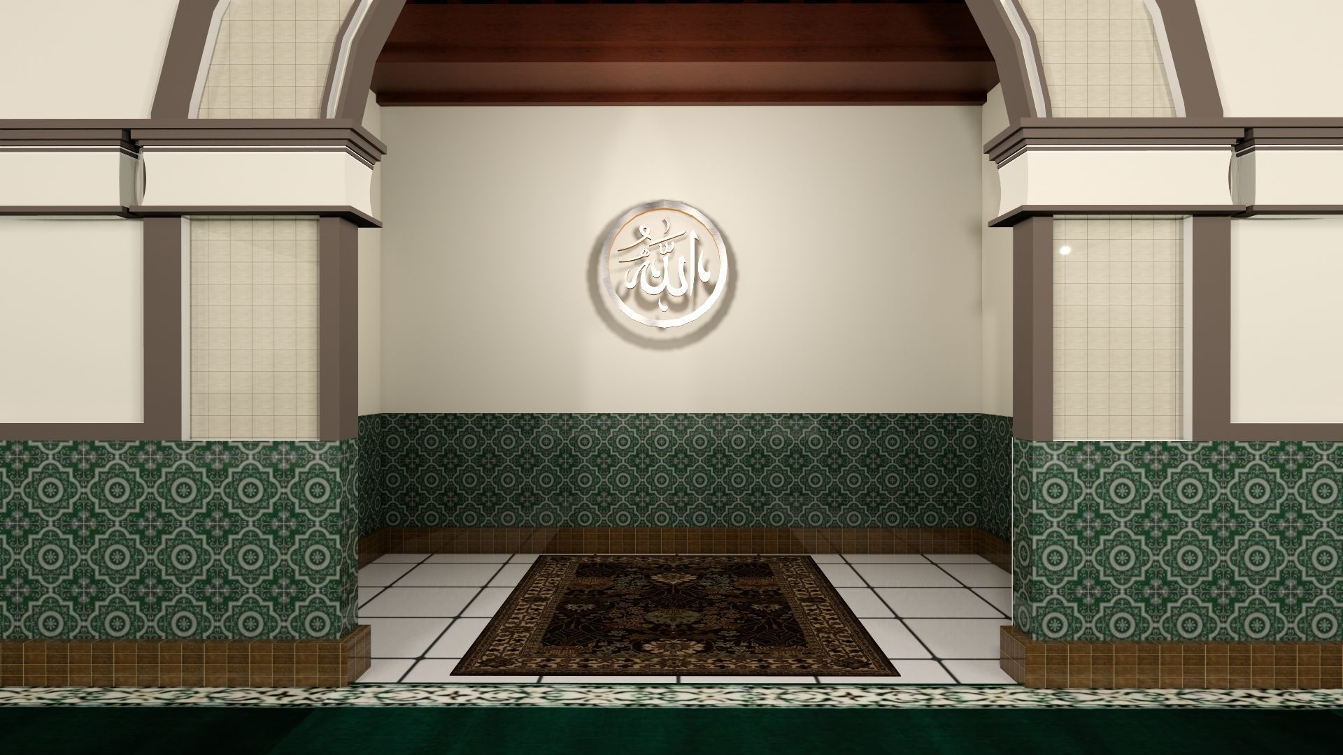 3D model Javanese combine madinah Mosque exterior and interior VR / AR ...