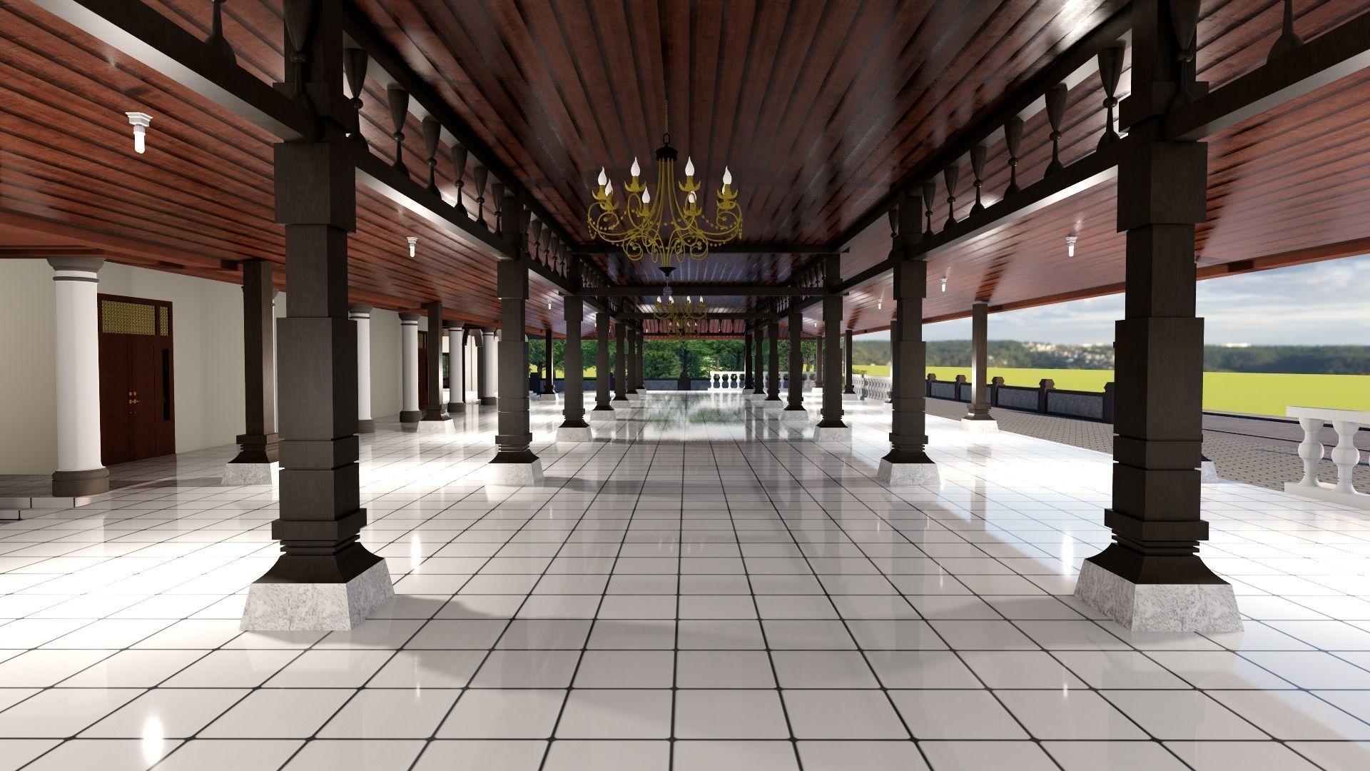 3D model Javanese combine madinah Mosque exterior and interior VR / AR ...