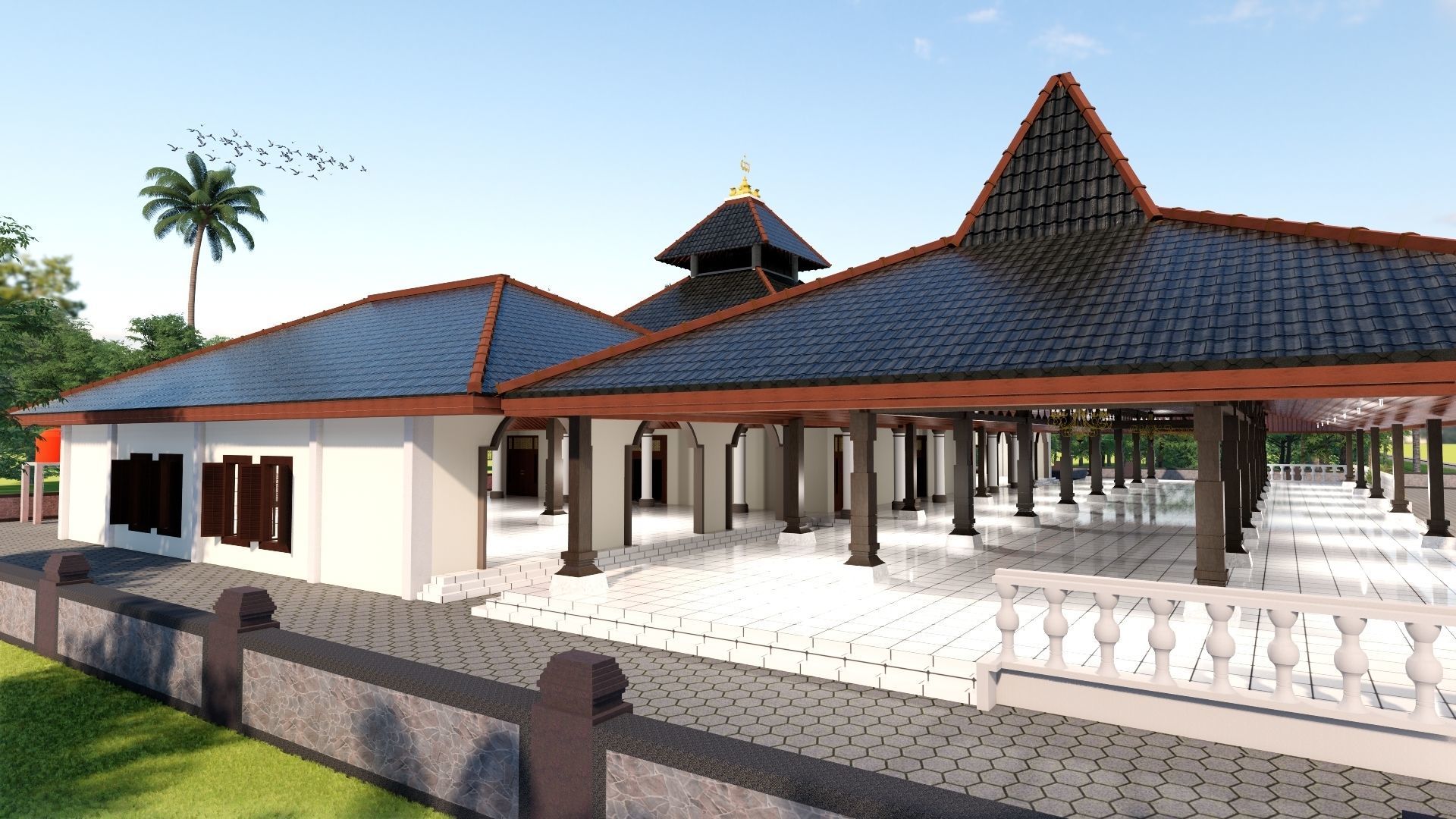 3D model Javanese combine madinah Mosque exterior and interior VR / AR ...