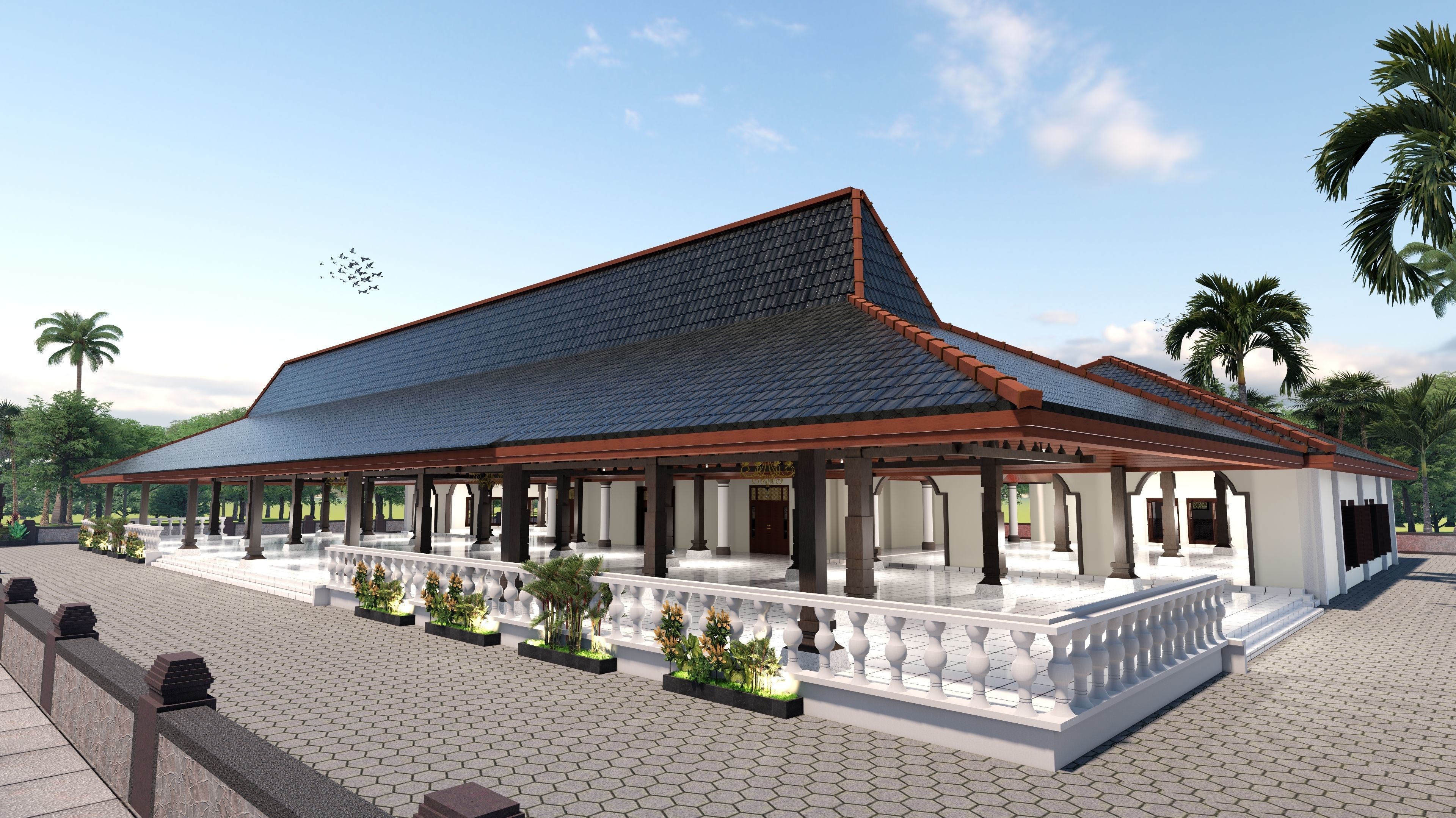 3D model Javanese combine madinah Mosque exterior and interior VR / AR ...