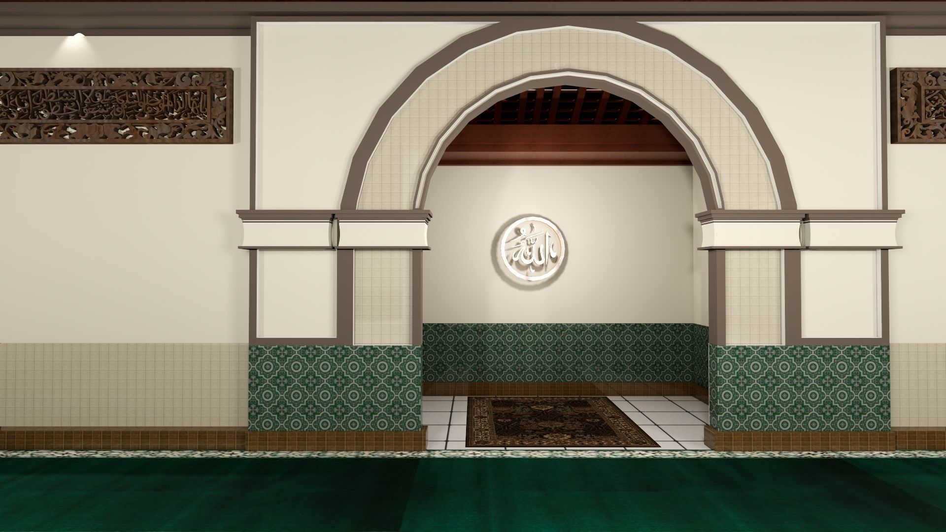 3D model Javanese combine madinah Mosque exterior and interior VR / AR ...