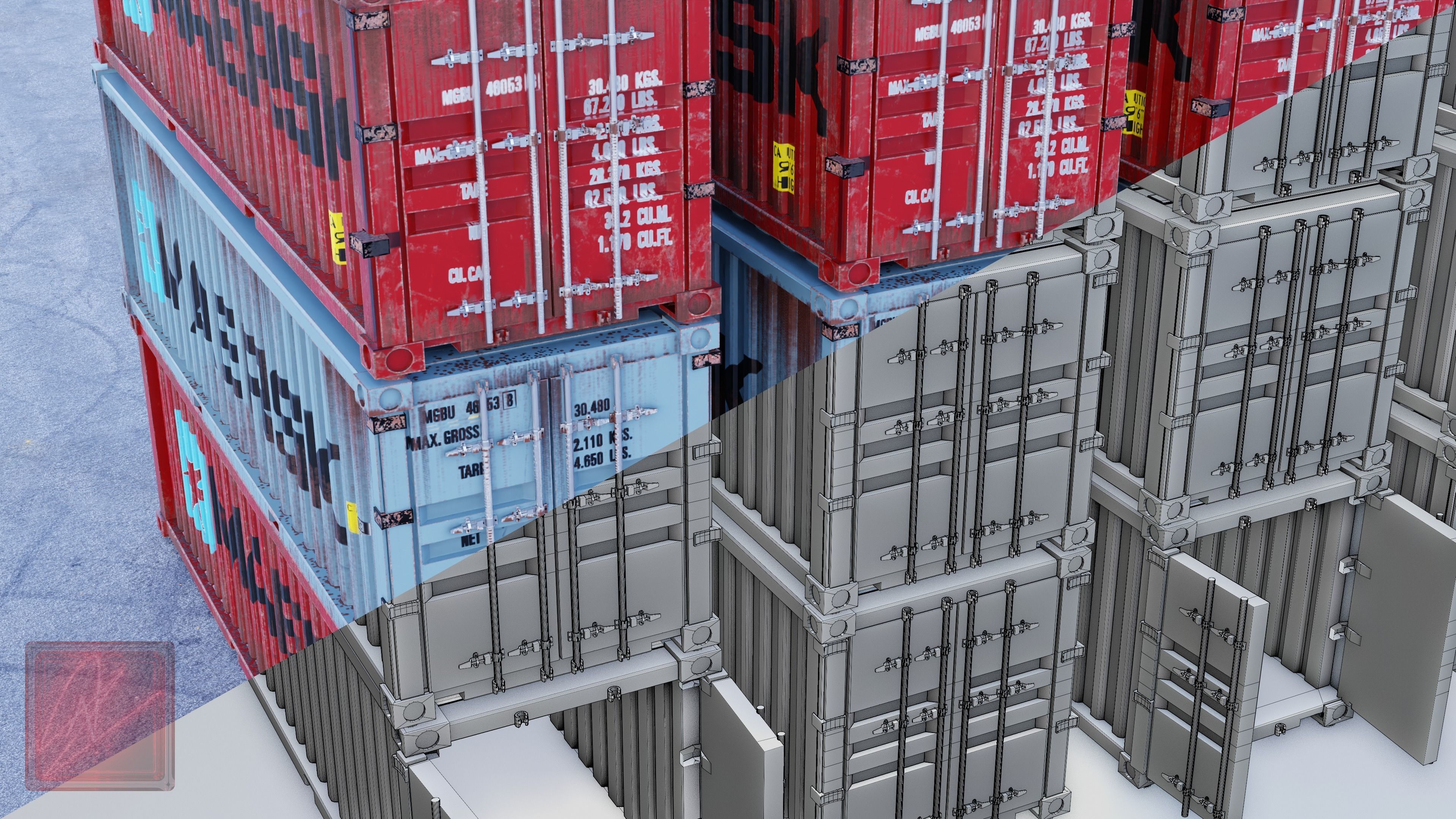 3D model Realistic Cargo Shipping Container 3D Model VR / AR / low-poly ...