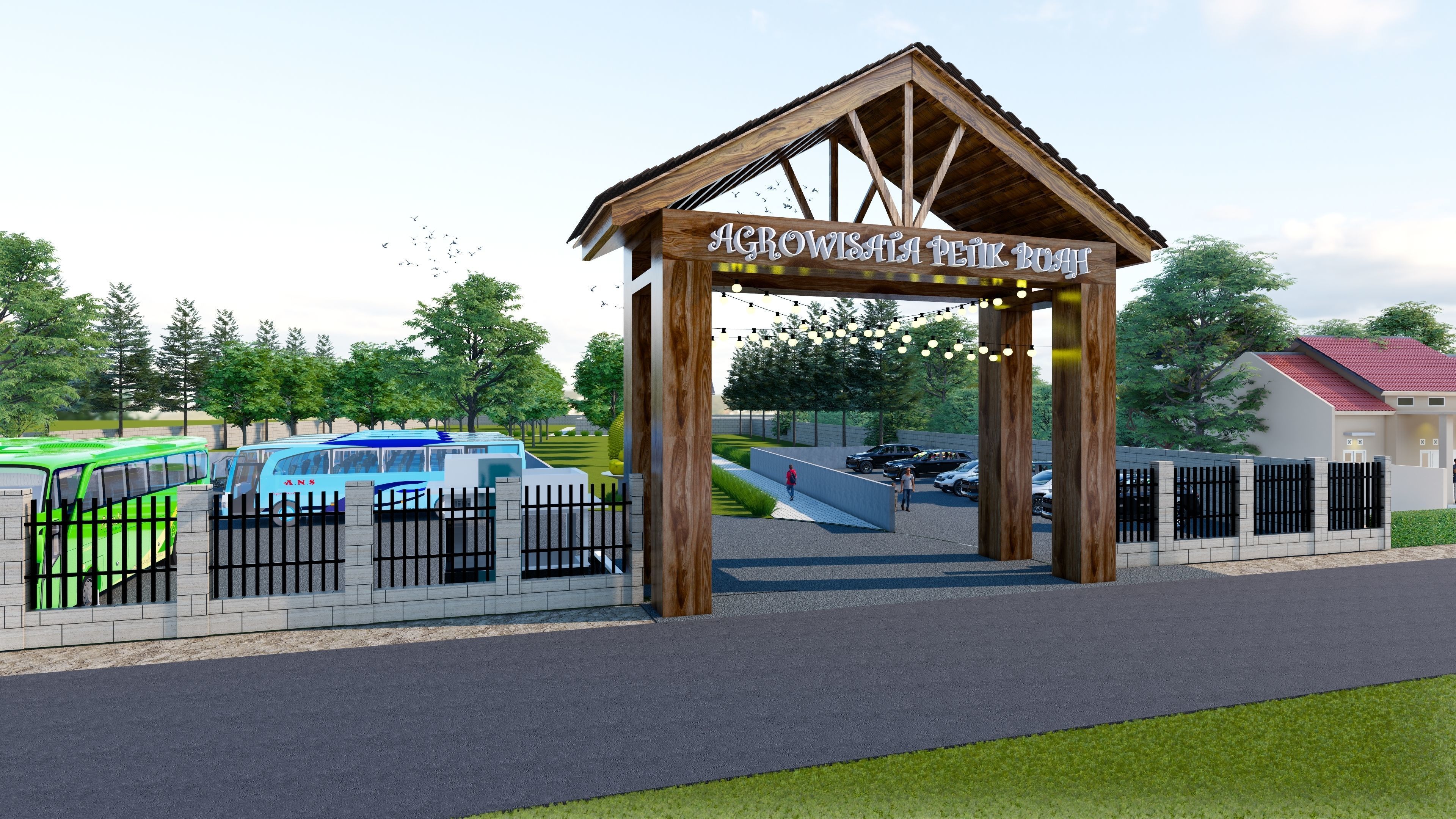 3D model wood gate design VR / AR / low-poly | CGTrader