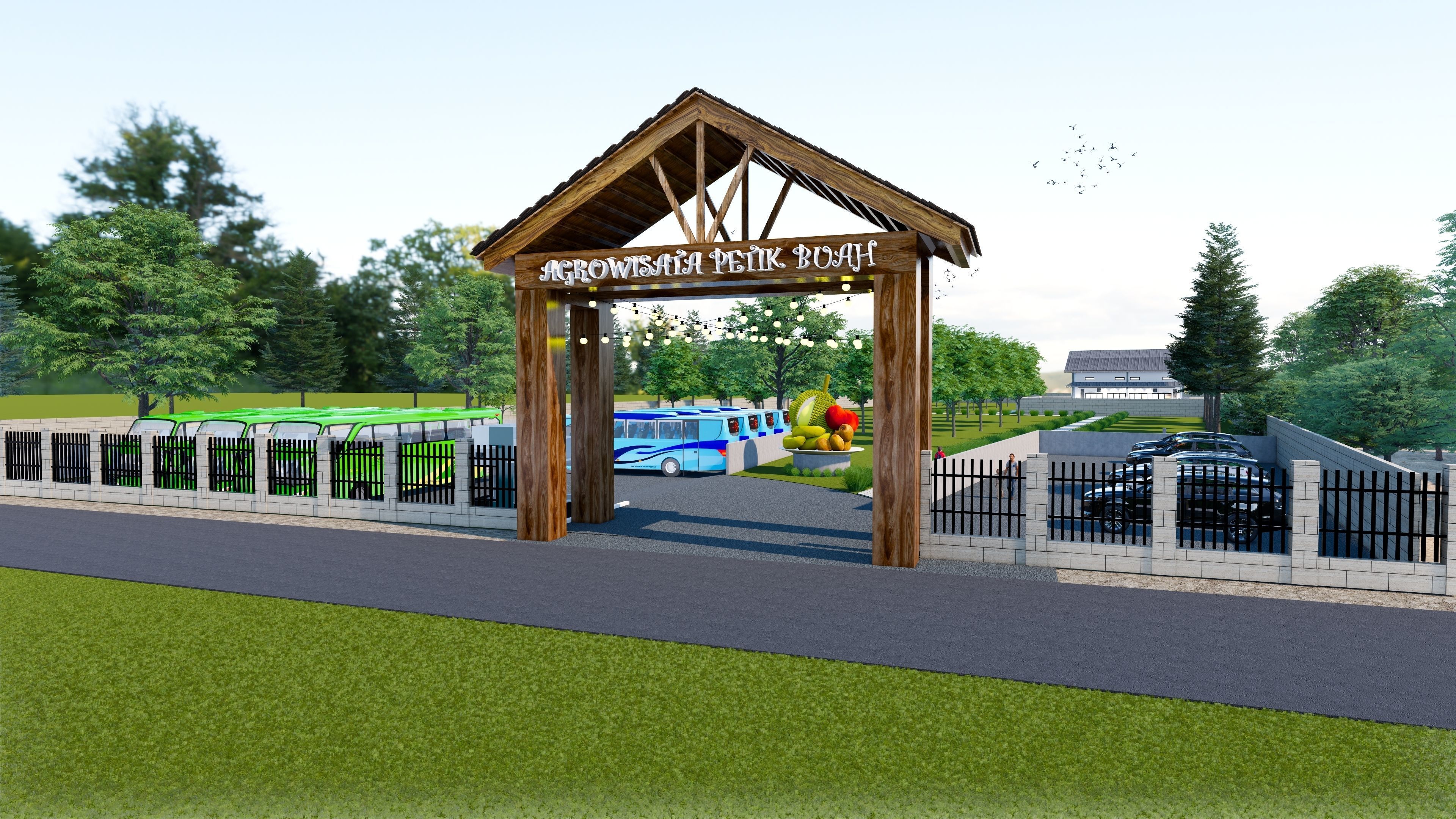 3D model wood gate design VR / AR / low-poly | CGTrader