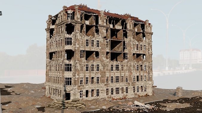 3D model 8K and 4K mixed Detailed Ruined Building VR / AR / low-poly ...