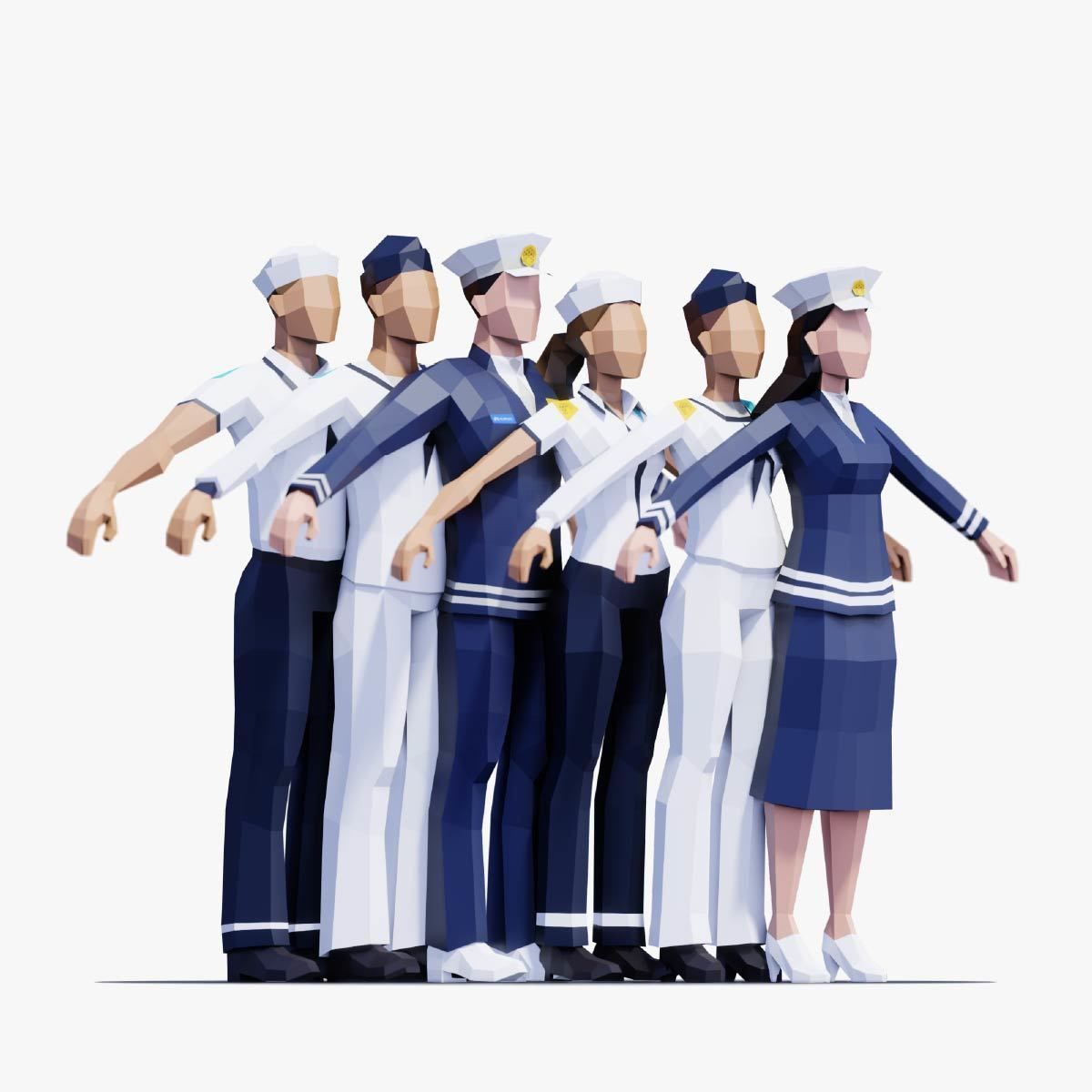 3D model Naval Forces Soldiers - Animated and Rigged VR / AR / low-poly ...