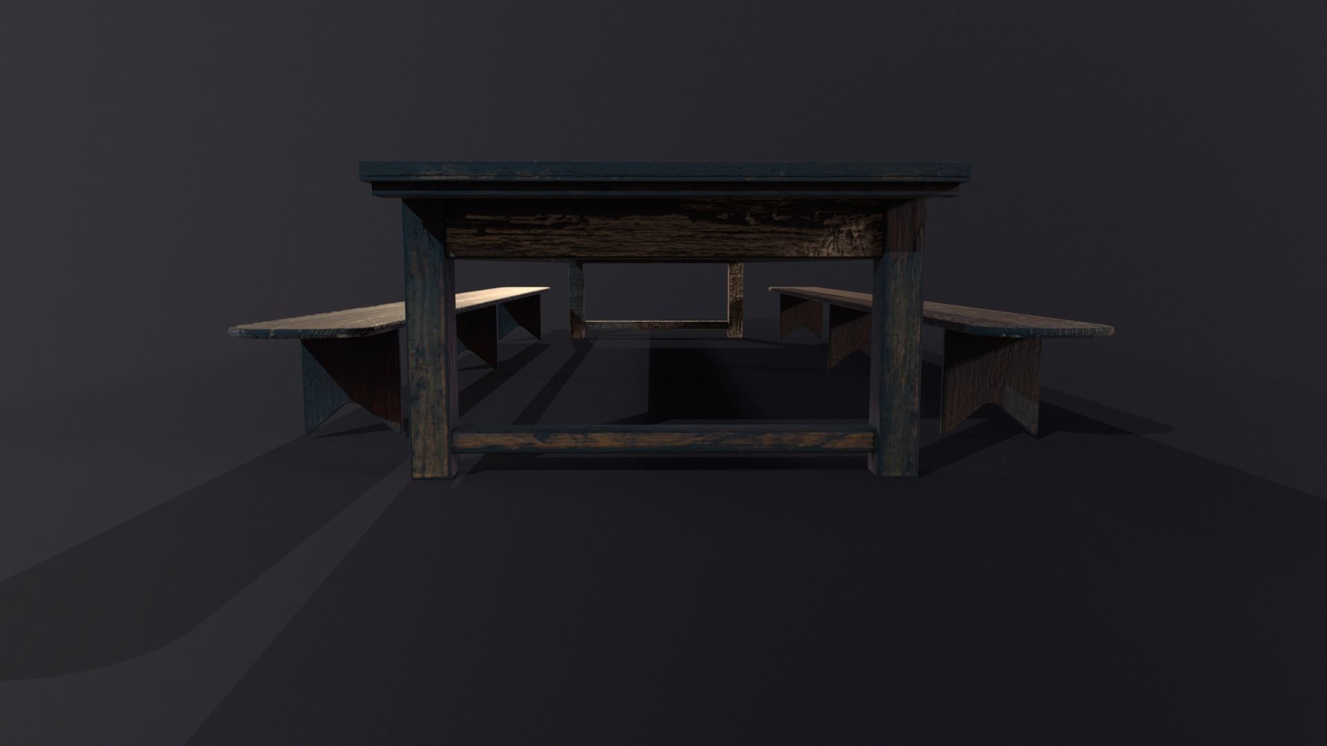 3D model Long table with two benches VR / AR / low-poly | CGTrader