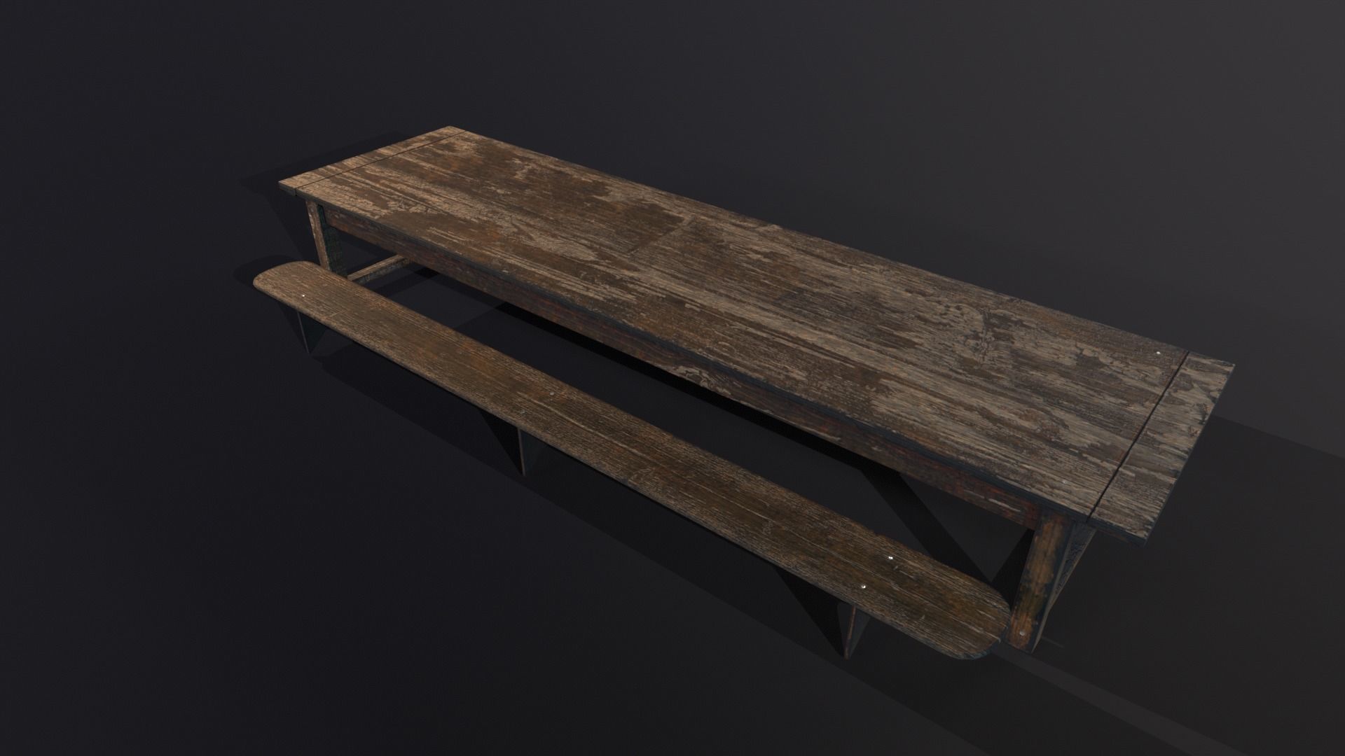 3D model Long table with two benches VR / AR / low-poly | CGTrader