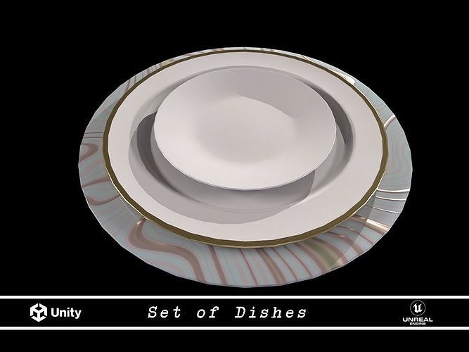 3D model Set of Dinner Dishes VR / AR / low-poly | CGTrader