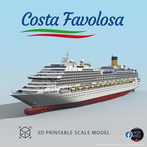 COSTA FAVOLOSA cruise ship printable model 3D model 3D printable | CGTrader