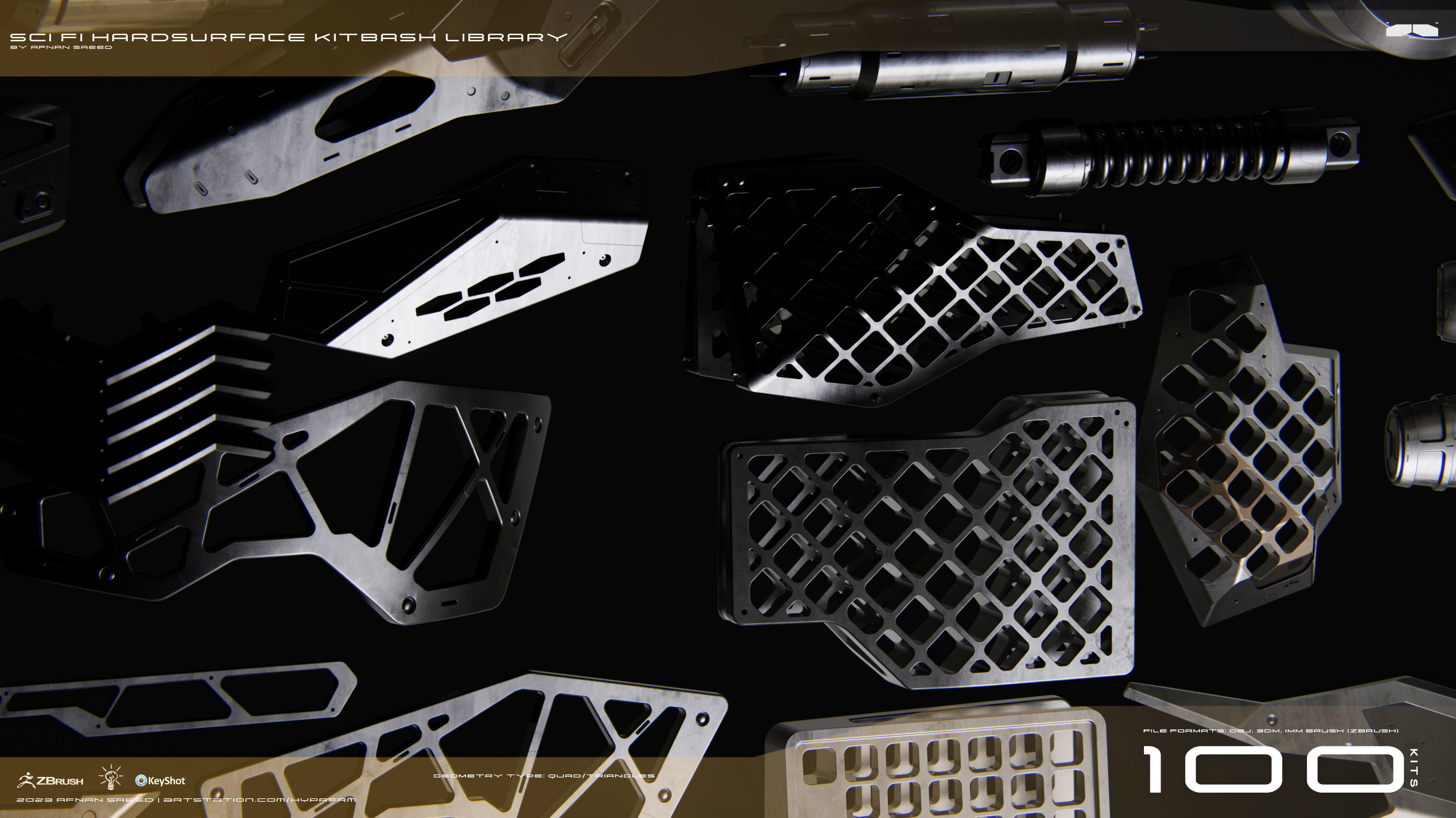 SCI-FI Hard Surface Kitbash Library for Mech Design - 100 Assets 3D model | CGTrader