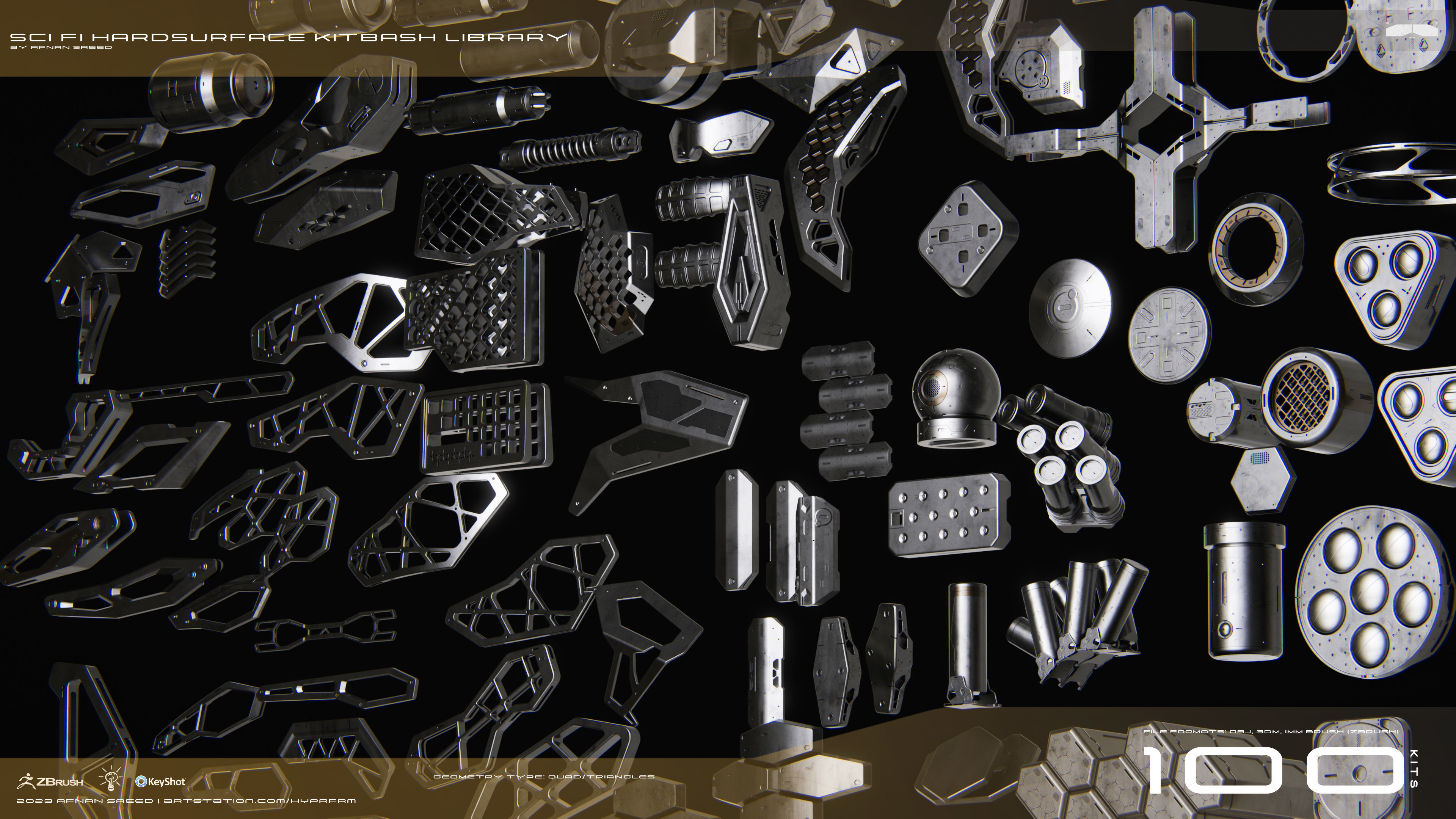 SCI-FI Hard Surface Kitbash Library for Mech Design - 100 Assets 3D model | CGTrader