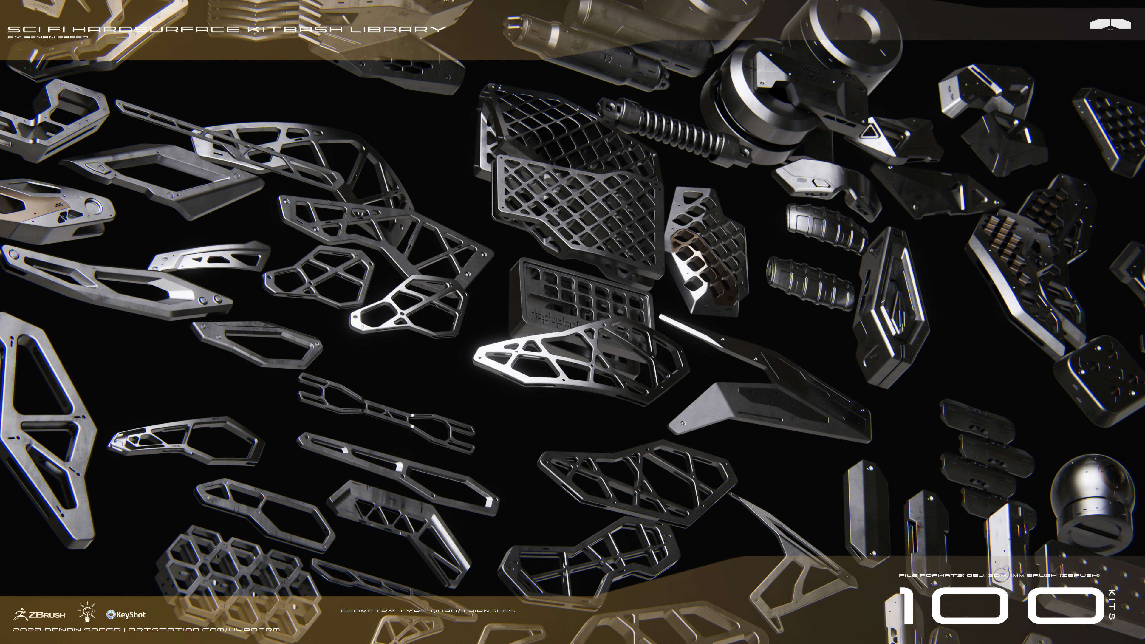 SCI-FI Hard Surface Kitbash Library for Mech Design - 100 Assets 3D model | CGTrader