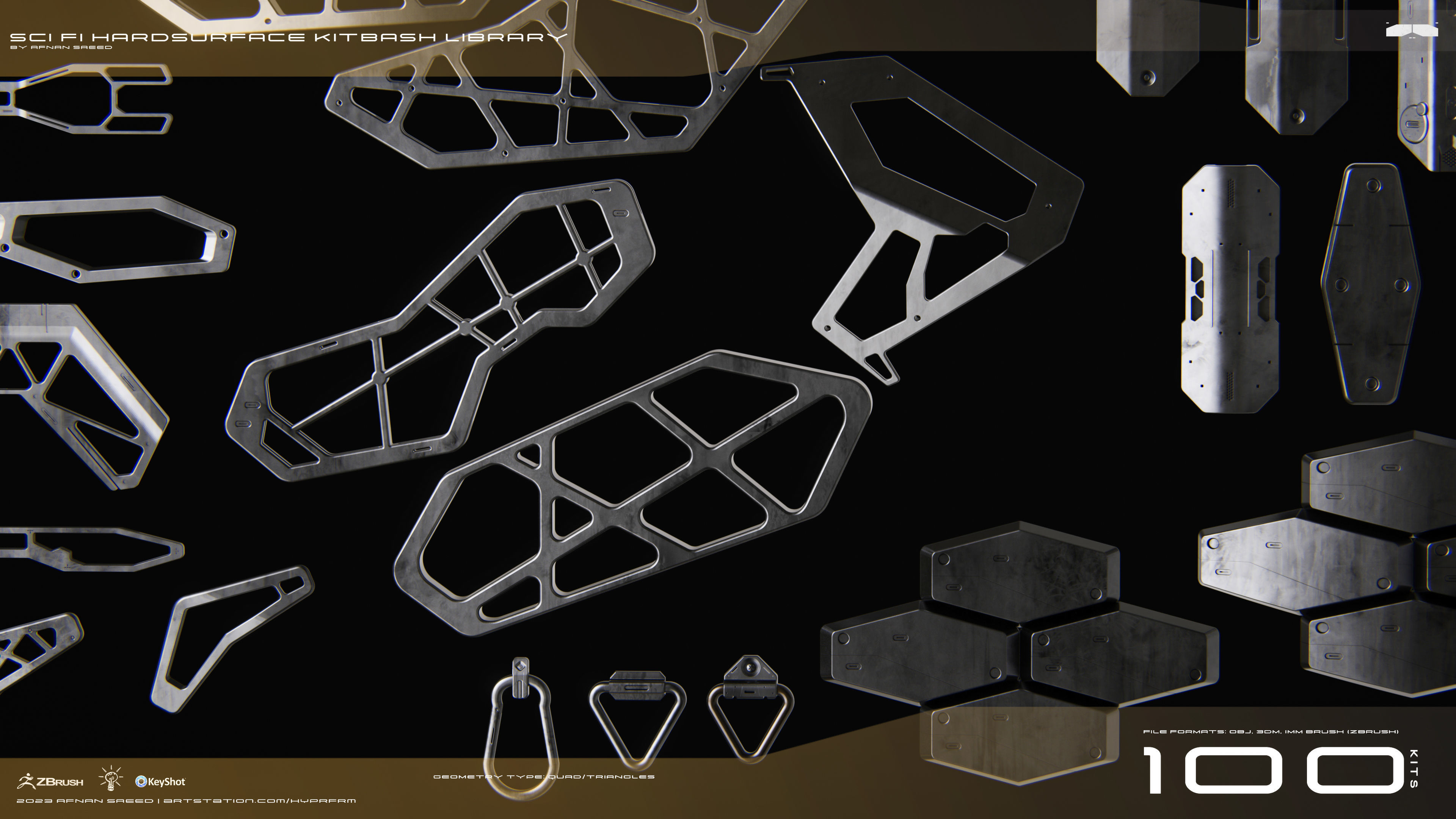 SCI-FI Hard Surface Kitbash Library for Mech Design - 100 Assets 3D model | CGTrader