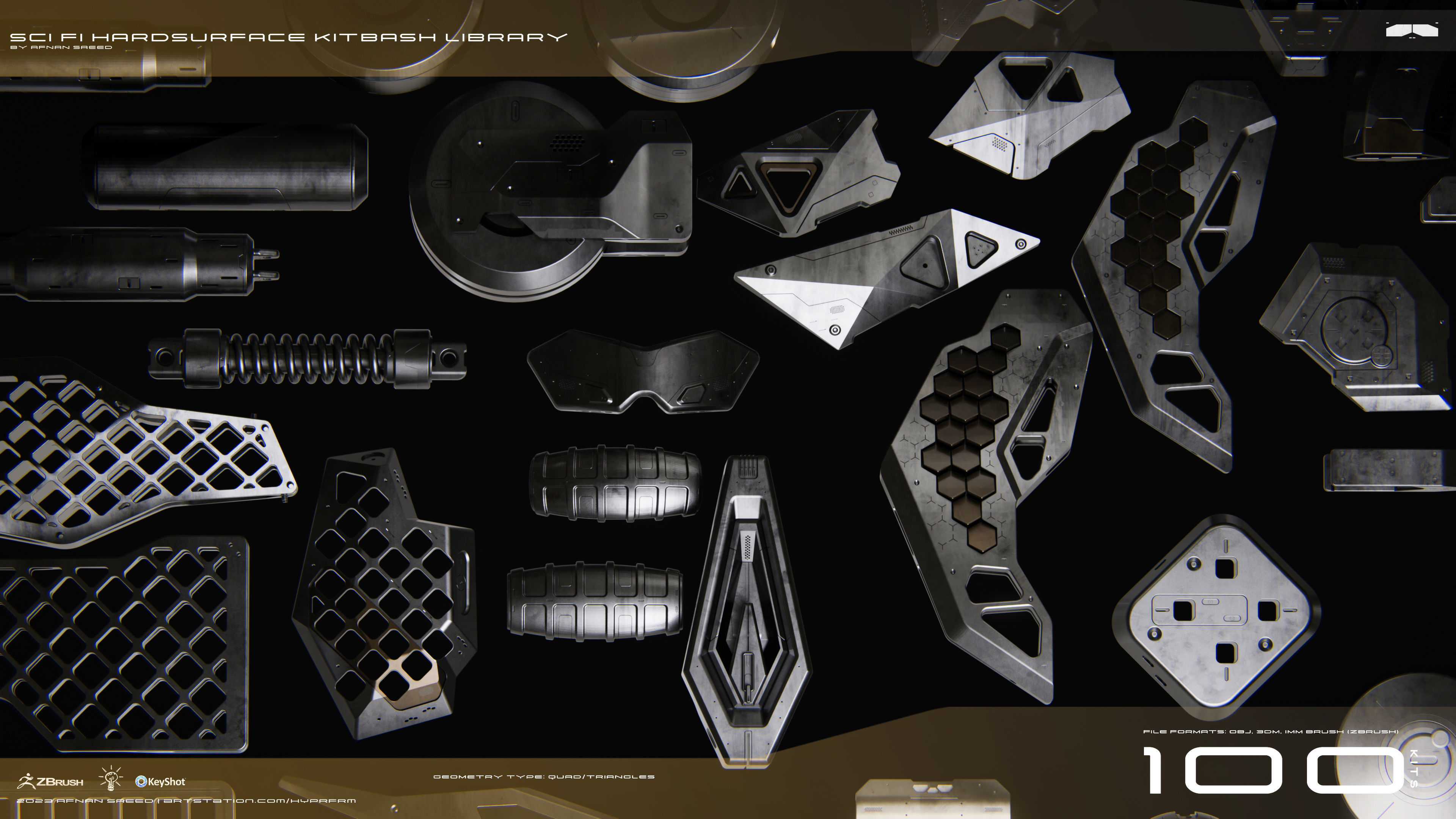 SCI-FI Hard Surface Kitbash Library for Mech Design - 100 Assets 3D model | CGTrader