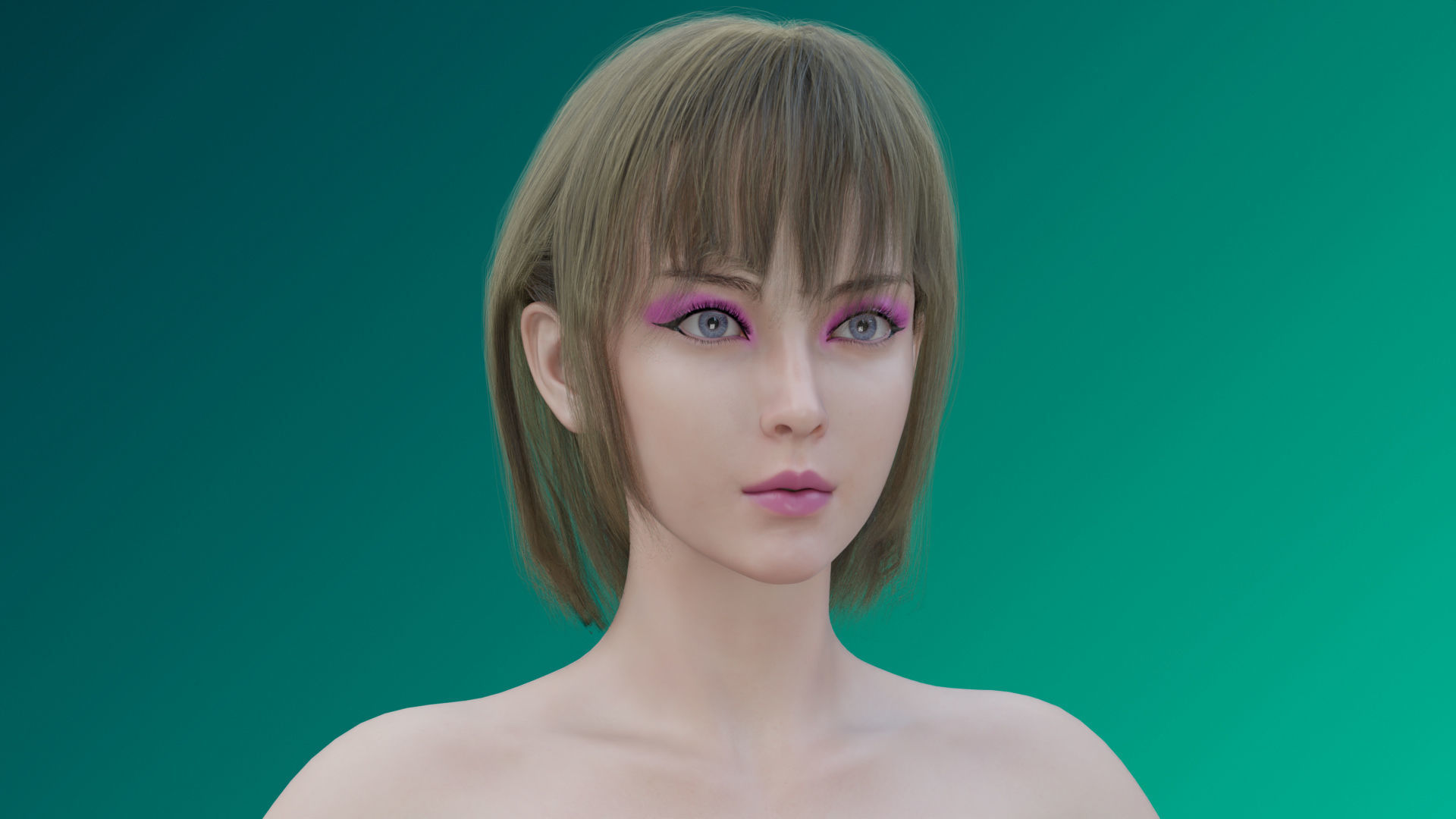 3D model Realistic Young Girl 286 with Hair Bangs - Rigged - 4K ...