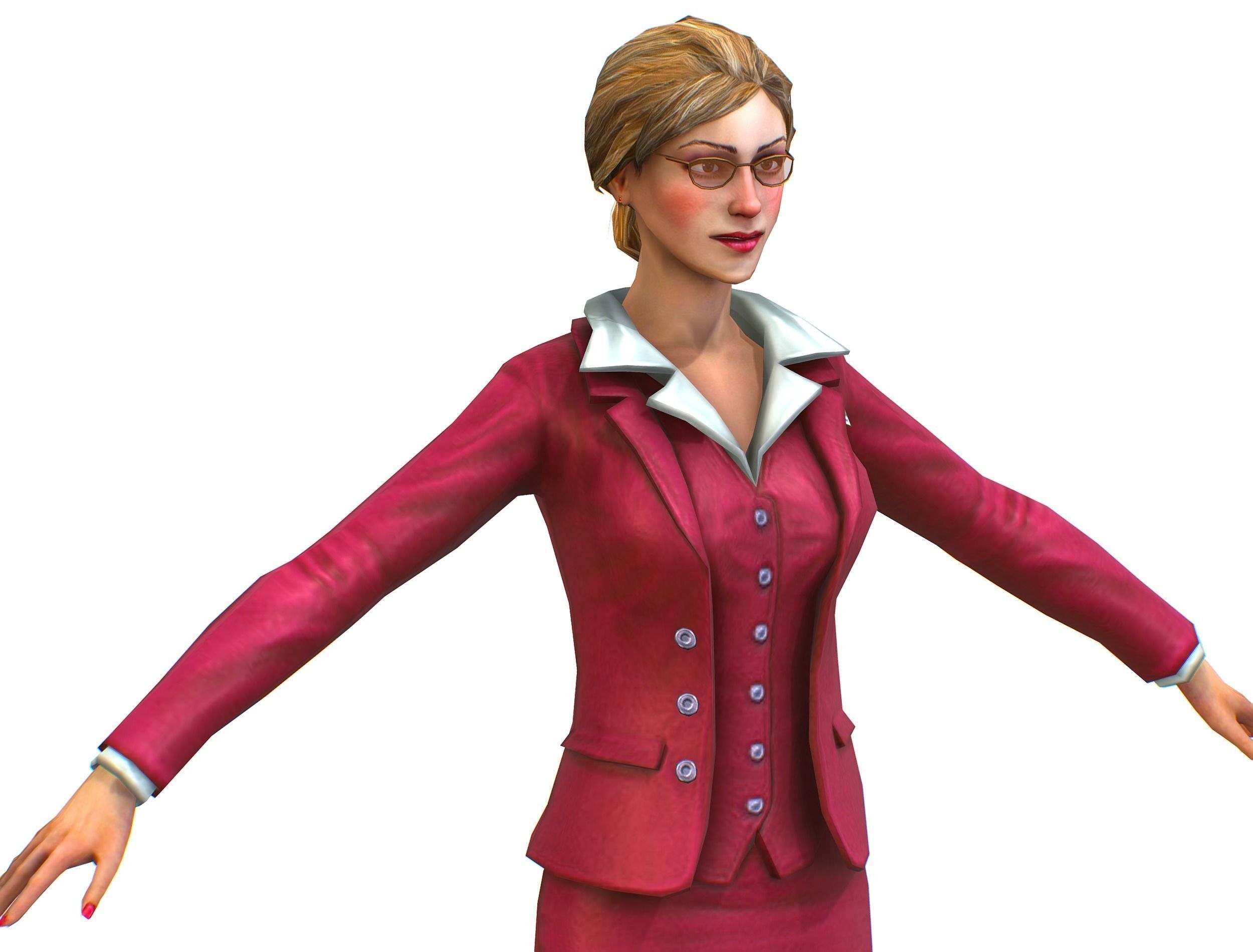 3D model Rigged Young Woman Secretary Stewardess Form VR / AR / low ...