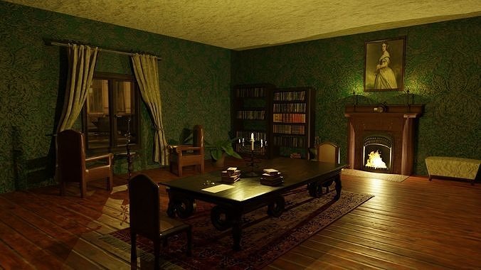 Old Style Room with Whole Furnitures free 3D model | CGTrader