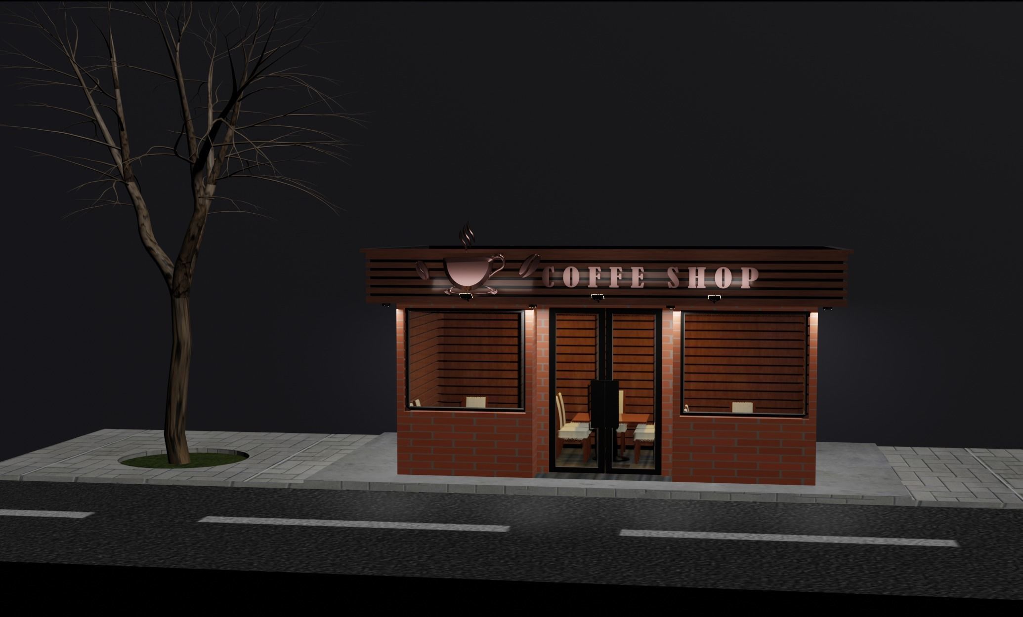 COFFEE SHOP Exterior and Interior 3D model | CGTrader