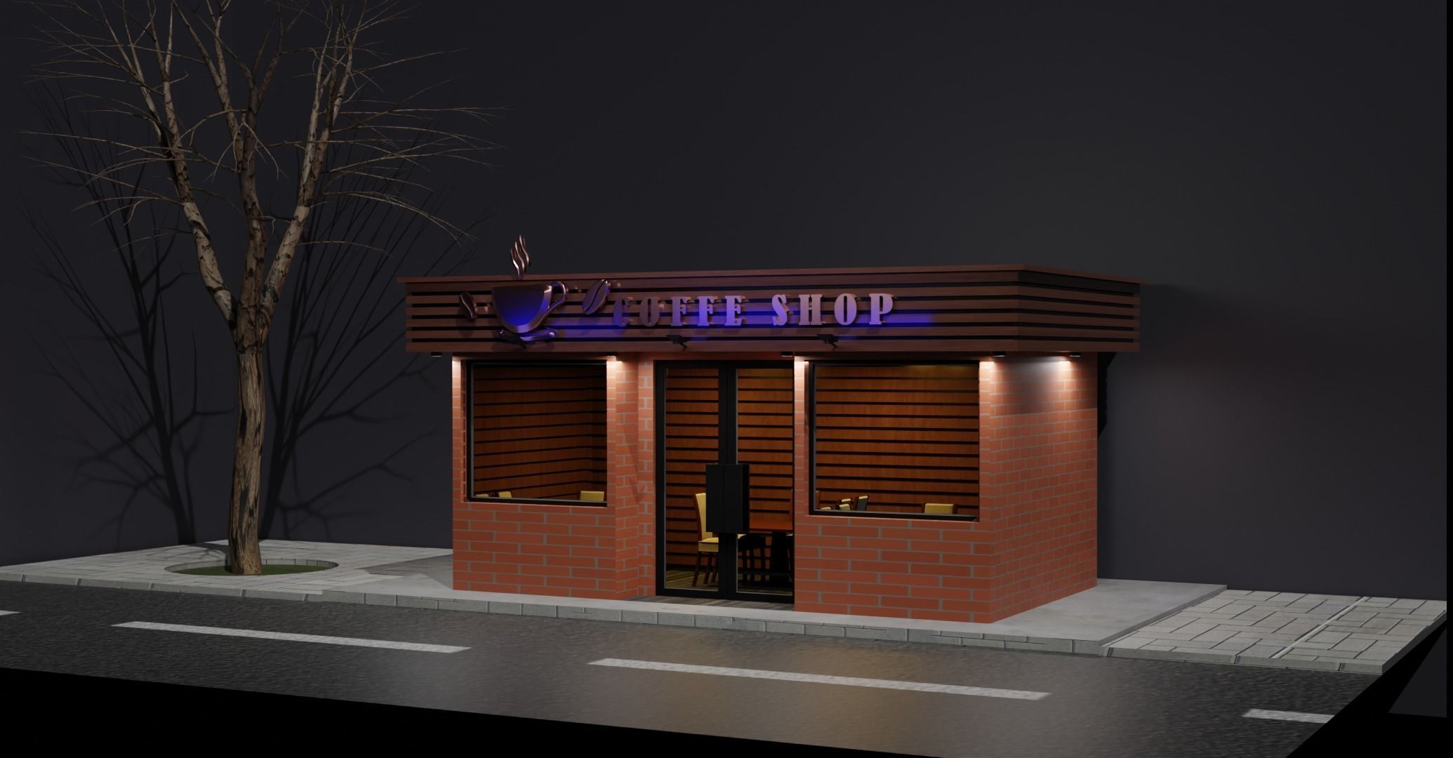 COFFEE SHOP Exterior and Interior 3D model | CGTrader
