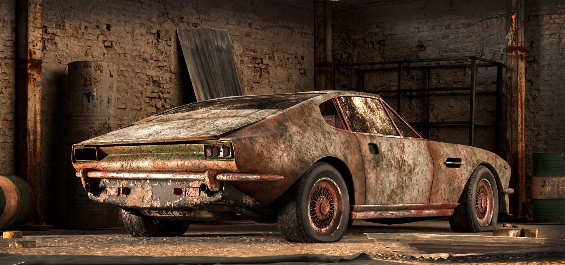 Abandoned Muscle Car free 3D model | CGTrader